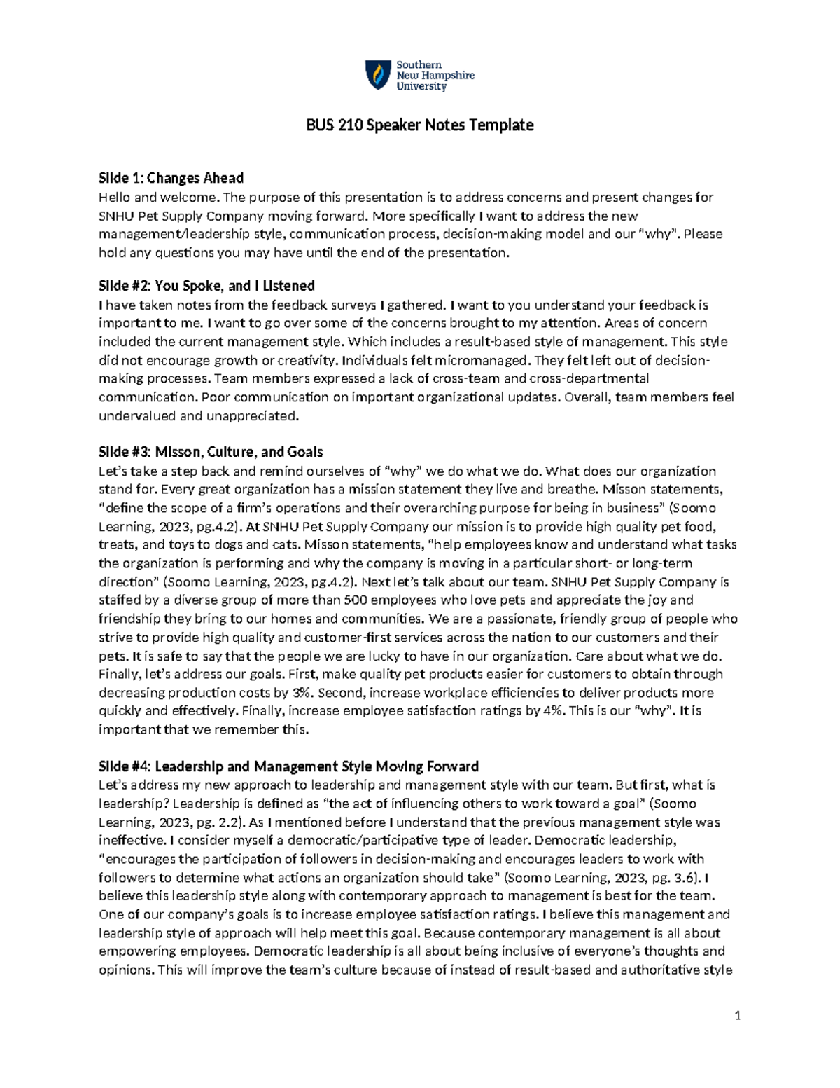 Module 7 project speaker notes - BUS 210 Speaker Notes Template Slide 1 ...