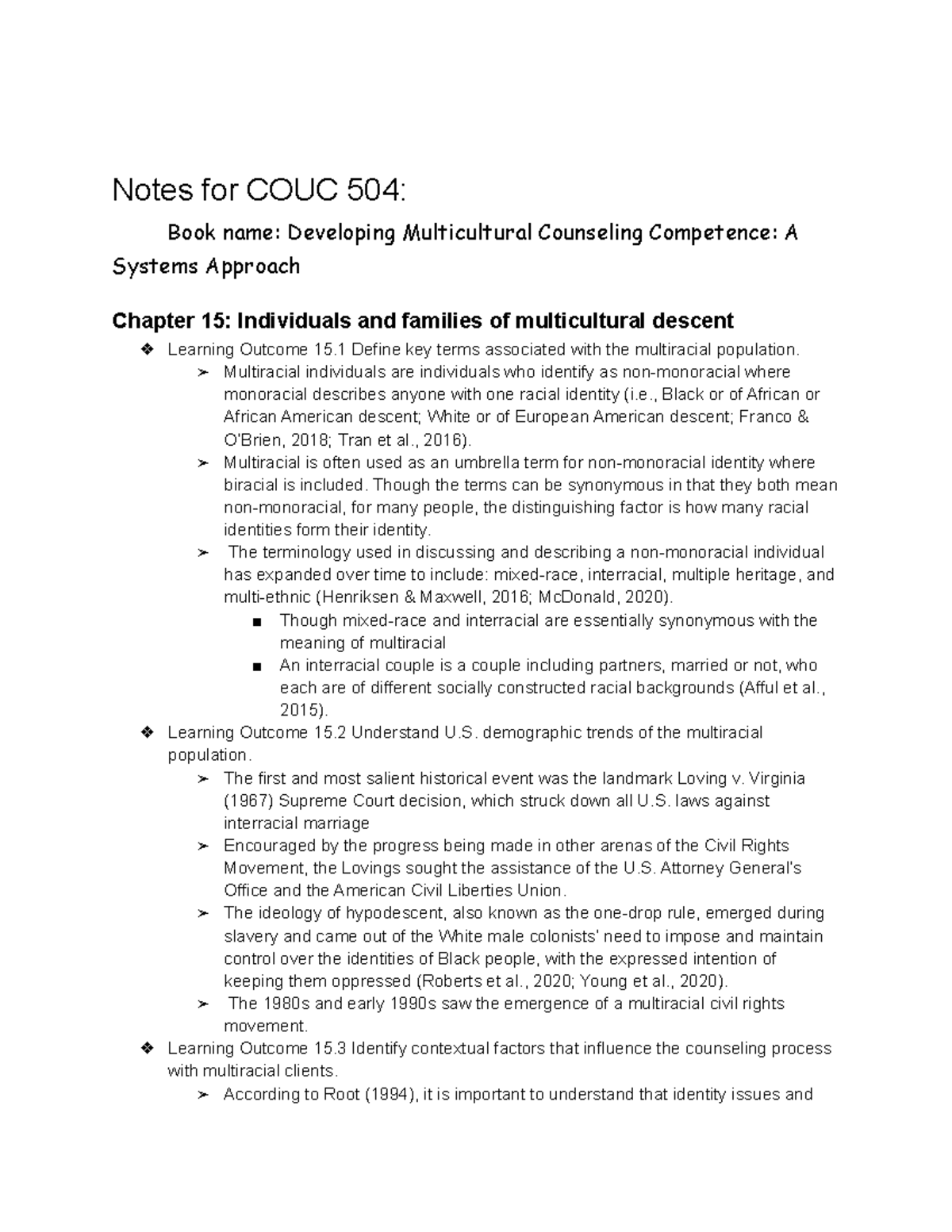Notes for COUC 504 -2 - Notes for COUC 504: Book name: Developing ...