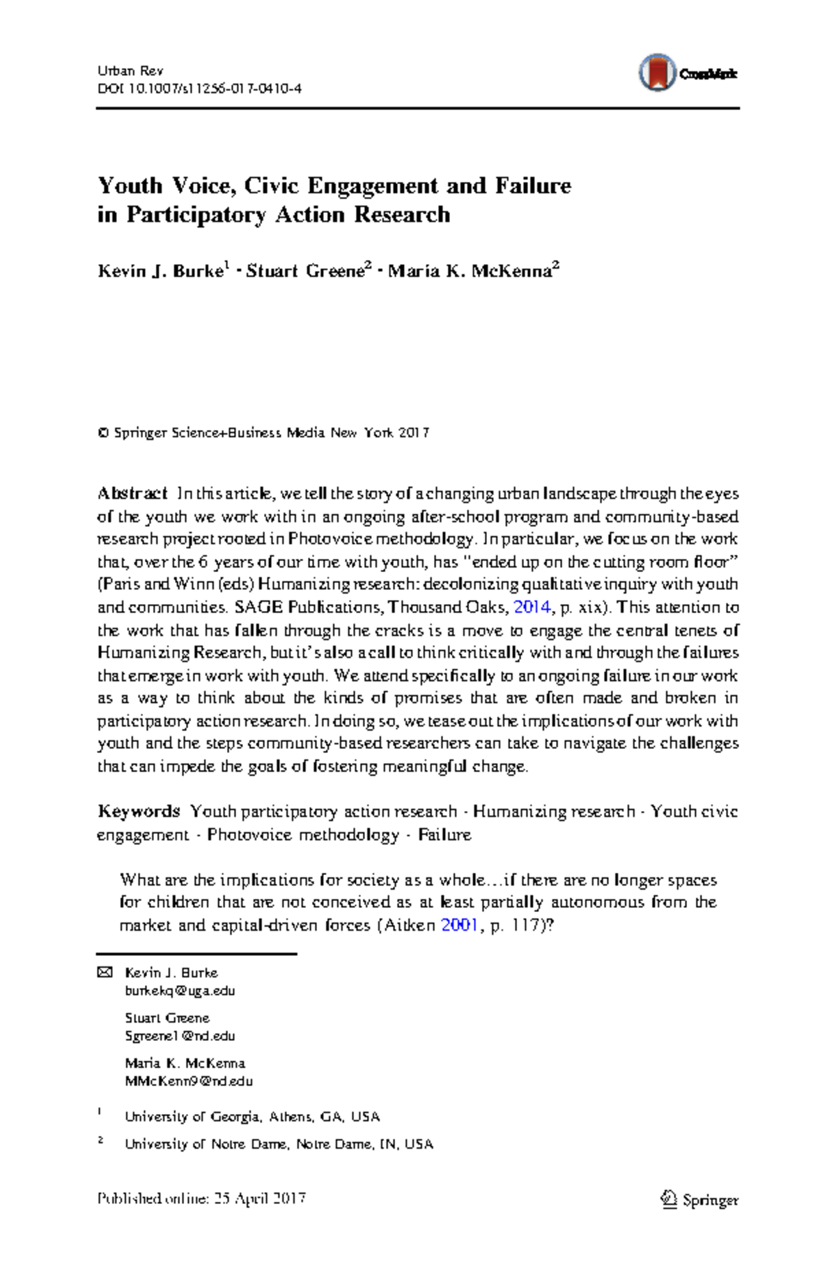 Youth Voice and Civic Engagement: Lessons from Participatory Action Research - Studocu