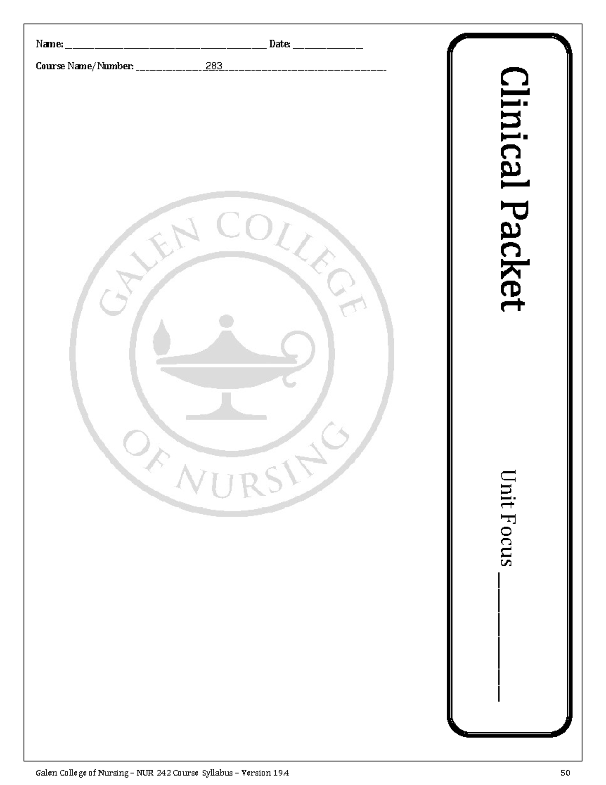 Clinical Patient Assessment Packet 283 - Studocu