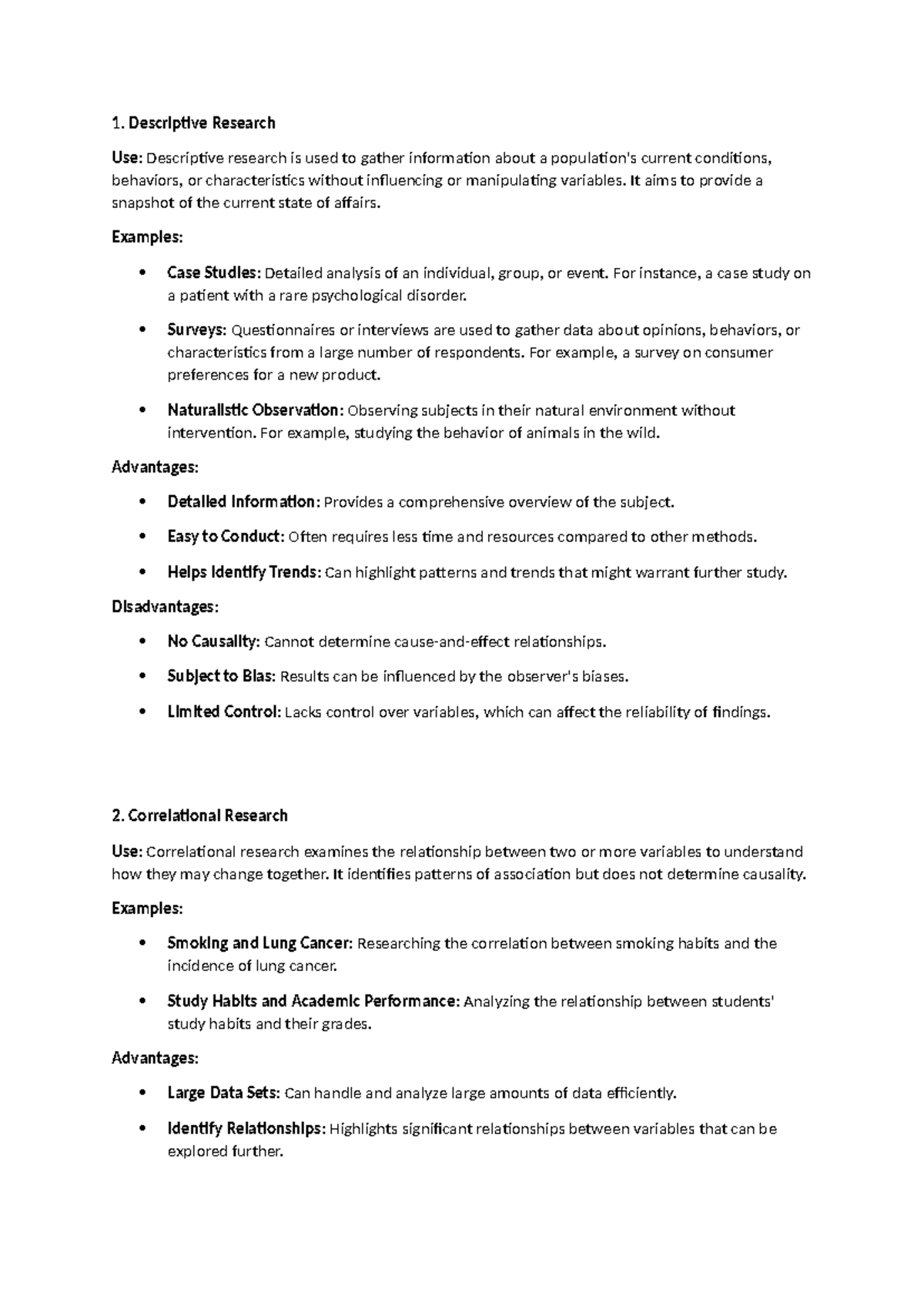 Research Designs: Descriptive, Correlational, and Experimental Methods ...