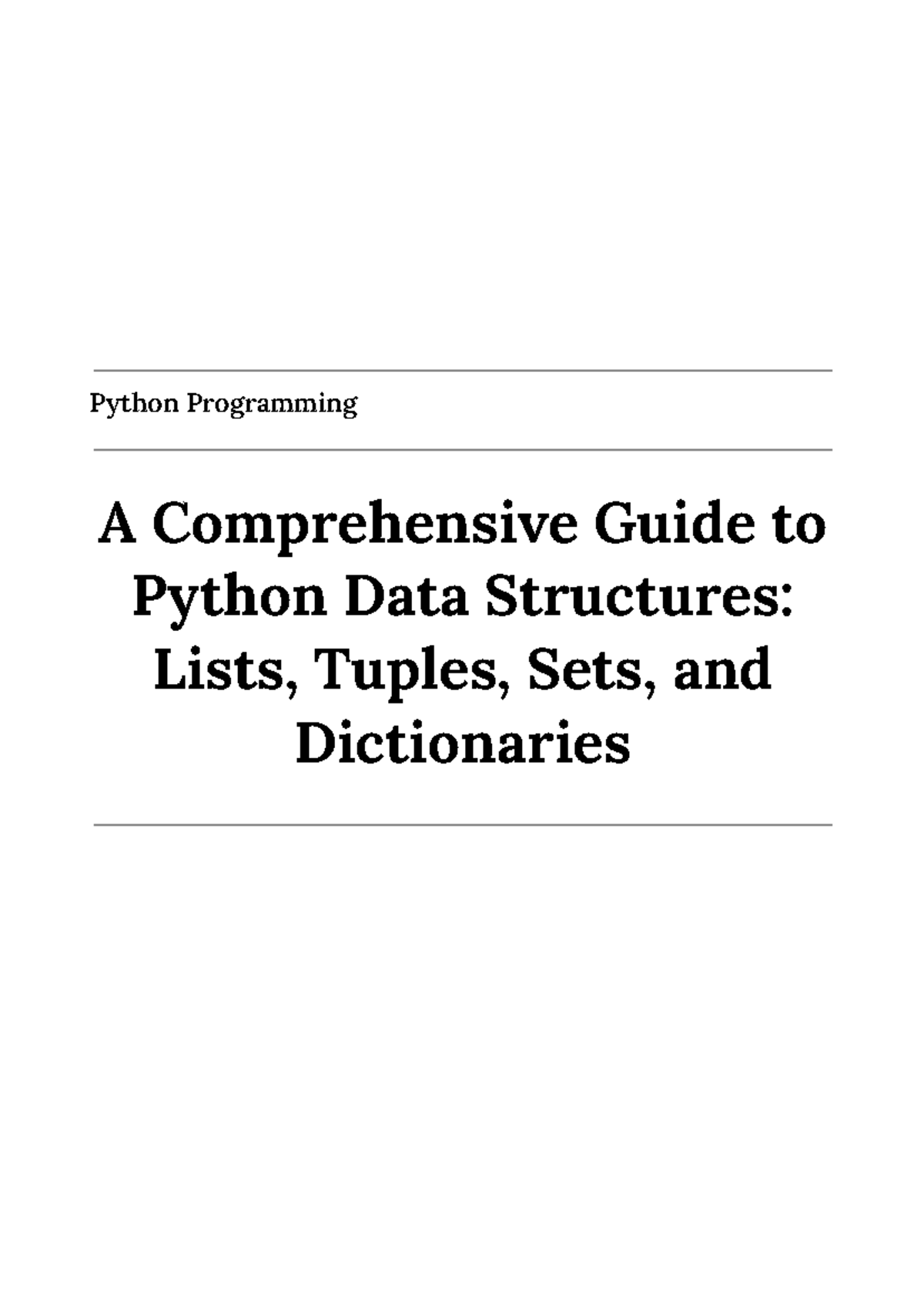 Python Data Structures: Lists, Tuples, Sets, and Dictionaries Guide - Studocu