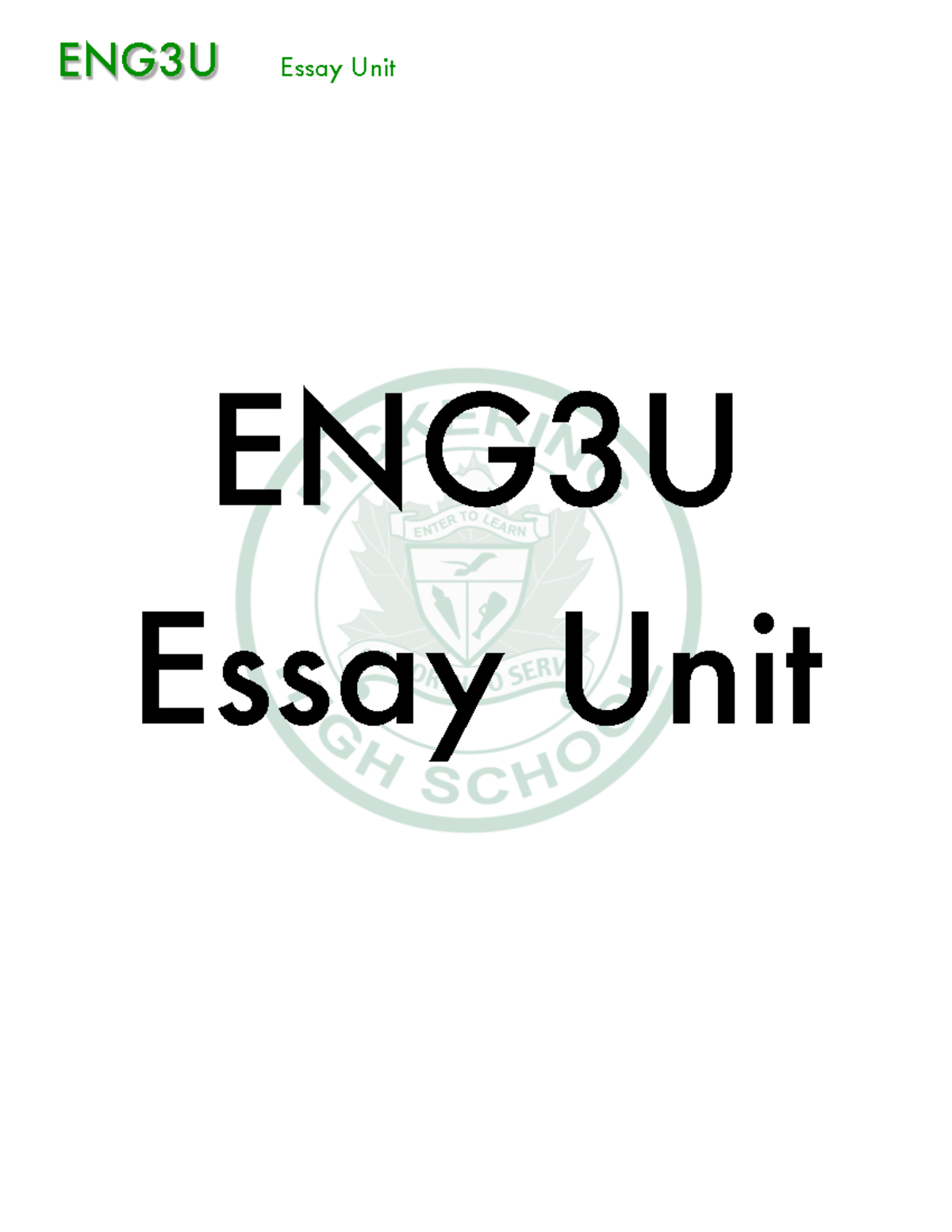 ENG3U Essay Unit: Types of Writing and Brainstorming Strategies - Studocu