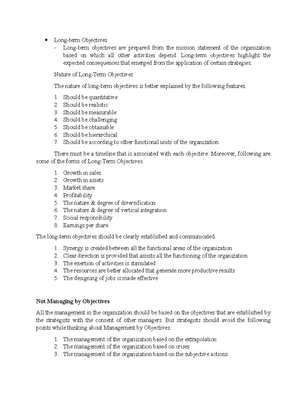 Long-term Objectives - Strategic Management - Long-term Objectives ...