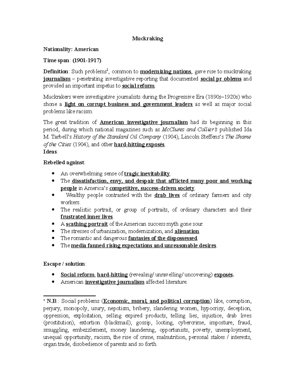 Summary of Muckraking: American Investigative Journalism Insights - Studocu