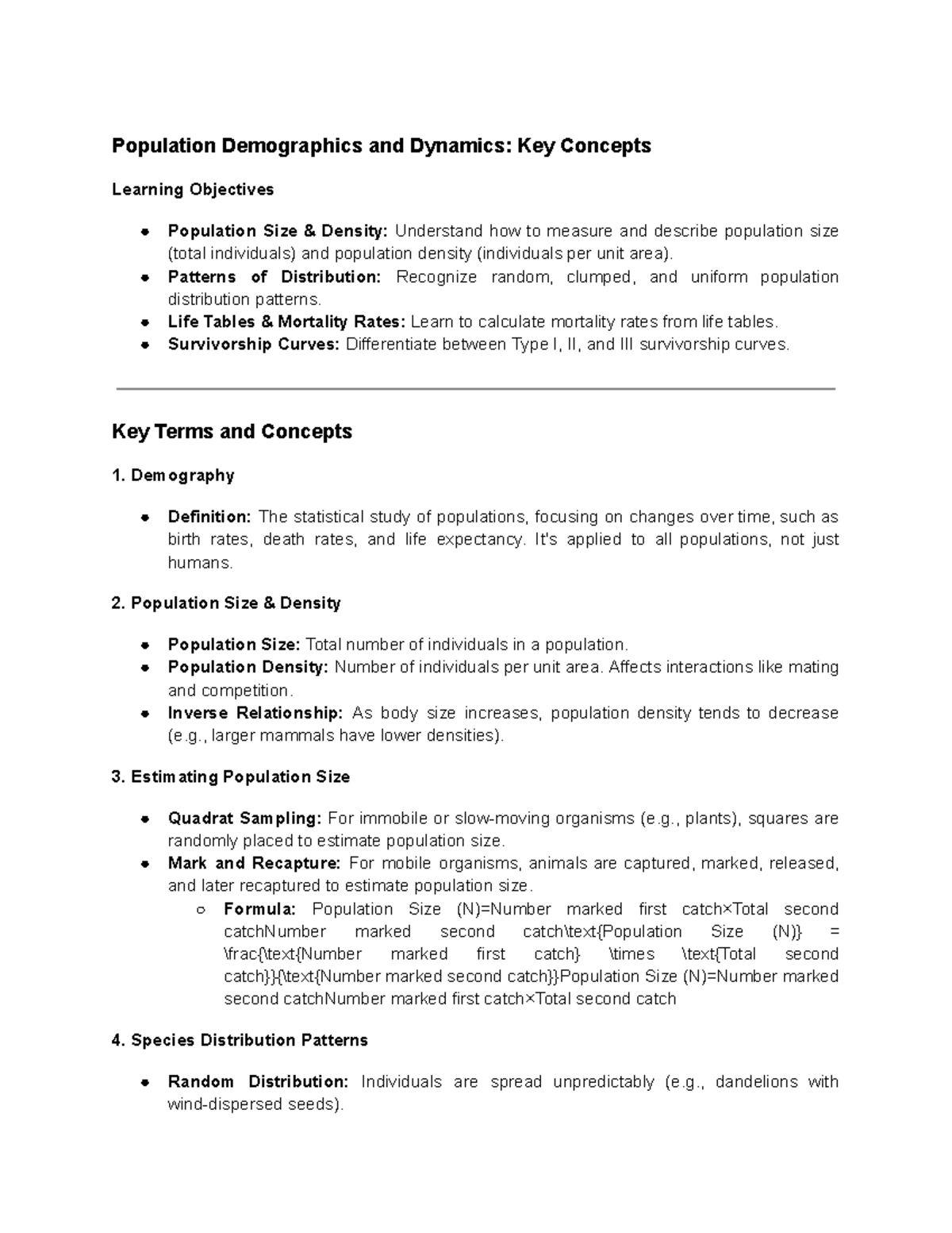 Sc 11 Population Demographics & Dynamics: Key Concepts Review - Studocu