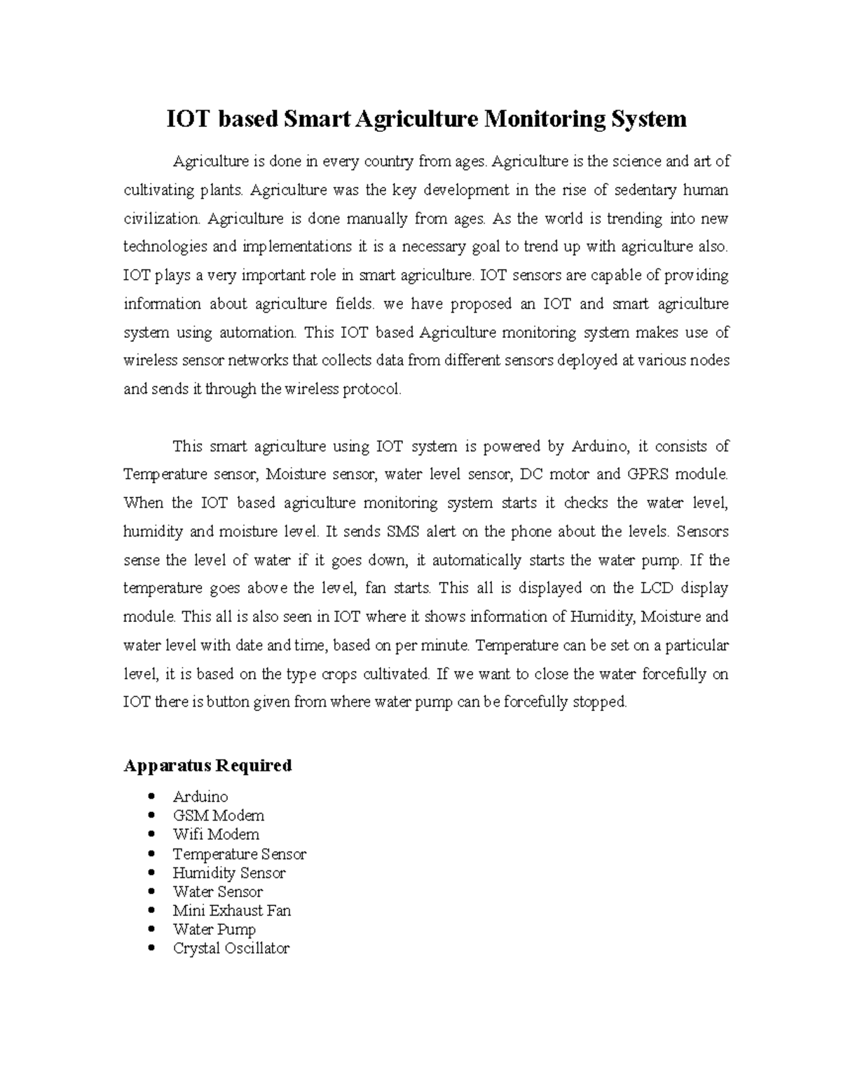 IOT-Based Smart Agriculture Monitoring System: Course Overview and ...