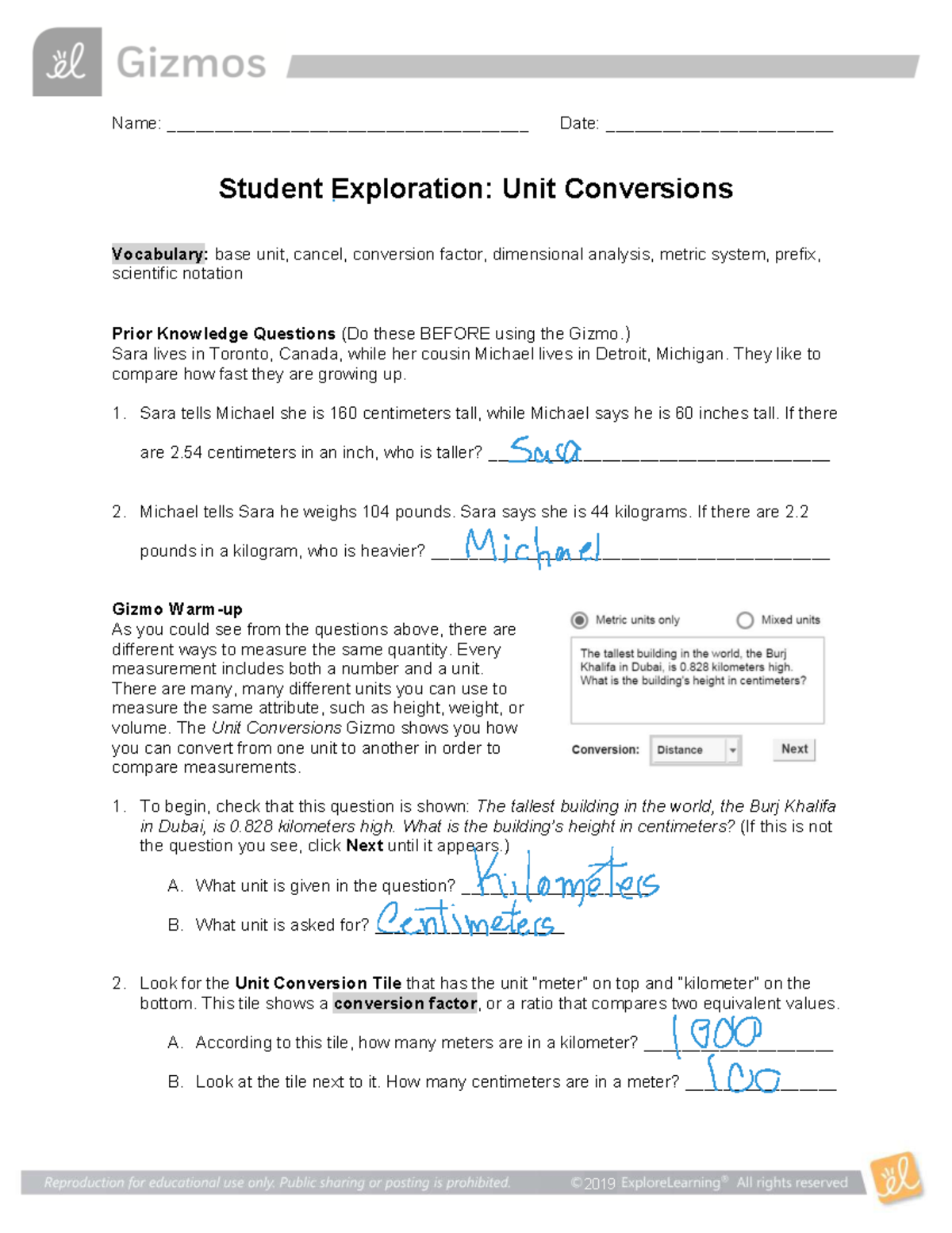 Unit Conversions Activity Notes for Science Class (2019) - Studocu