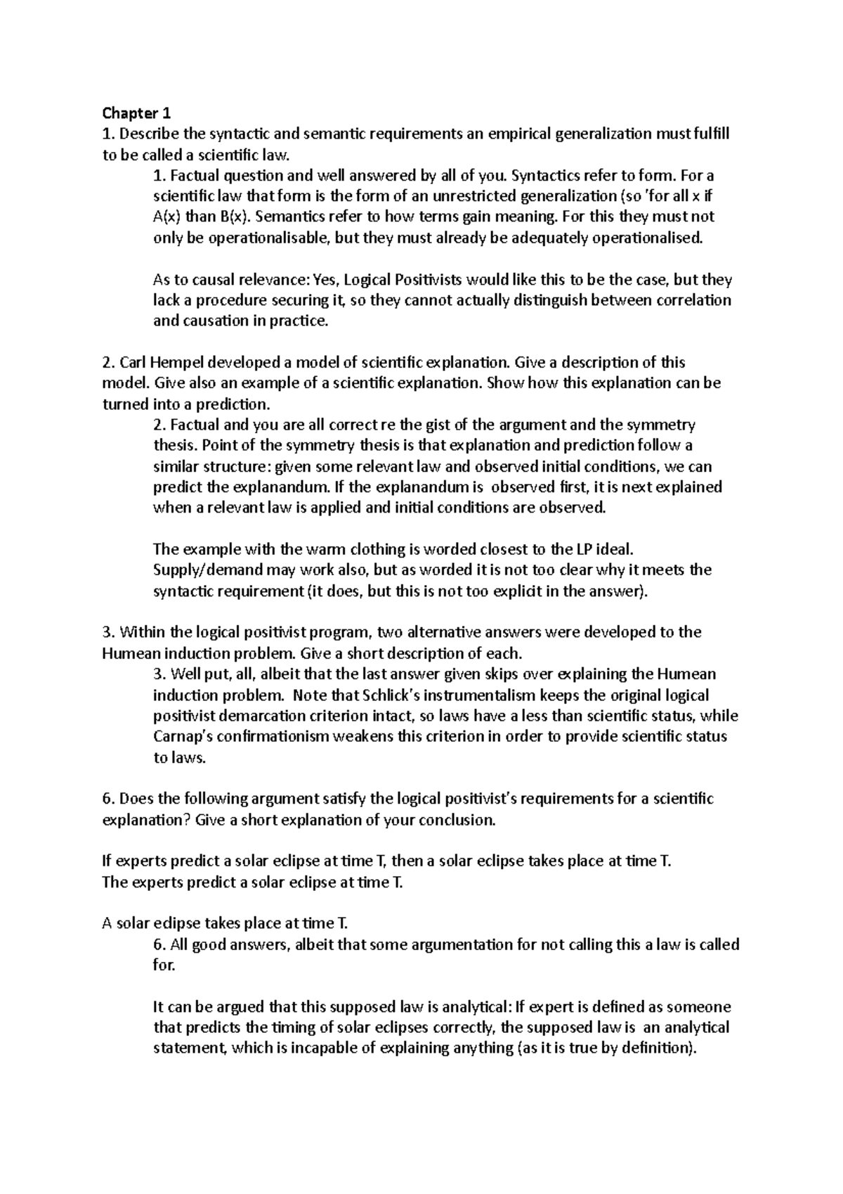 Economic Methodology Tutorial Questions - Chapter 1 Analysis - Studeersnel