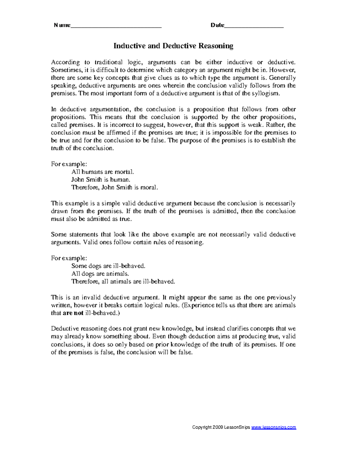 Inductive and Deductive Reasoning: Key Concepts and Examples - Studocu