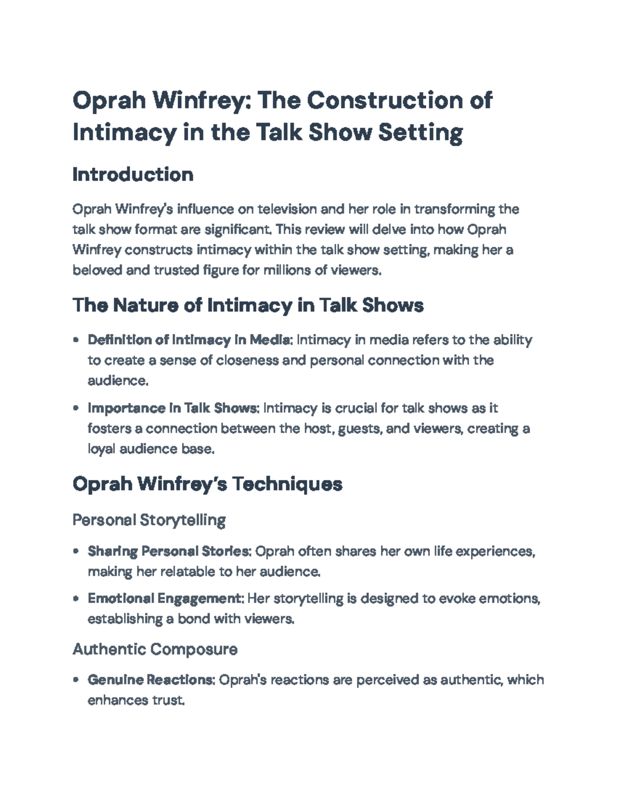 Oprah Winfrey's Intimacy Construction in Talk Shows: An Analysis ...