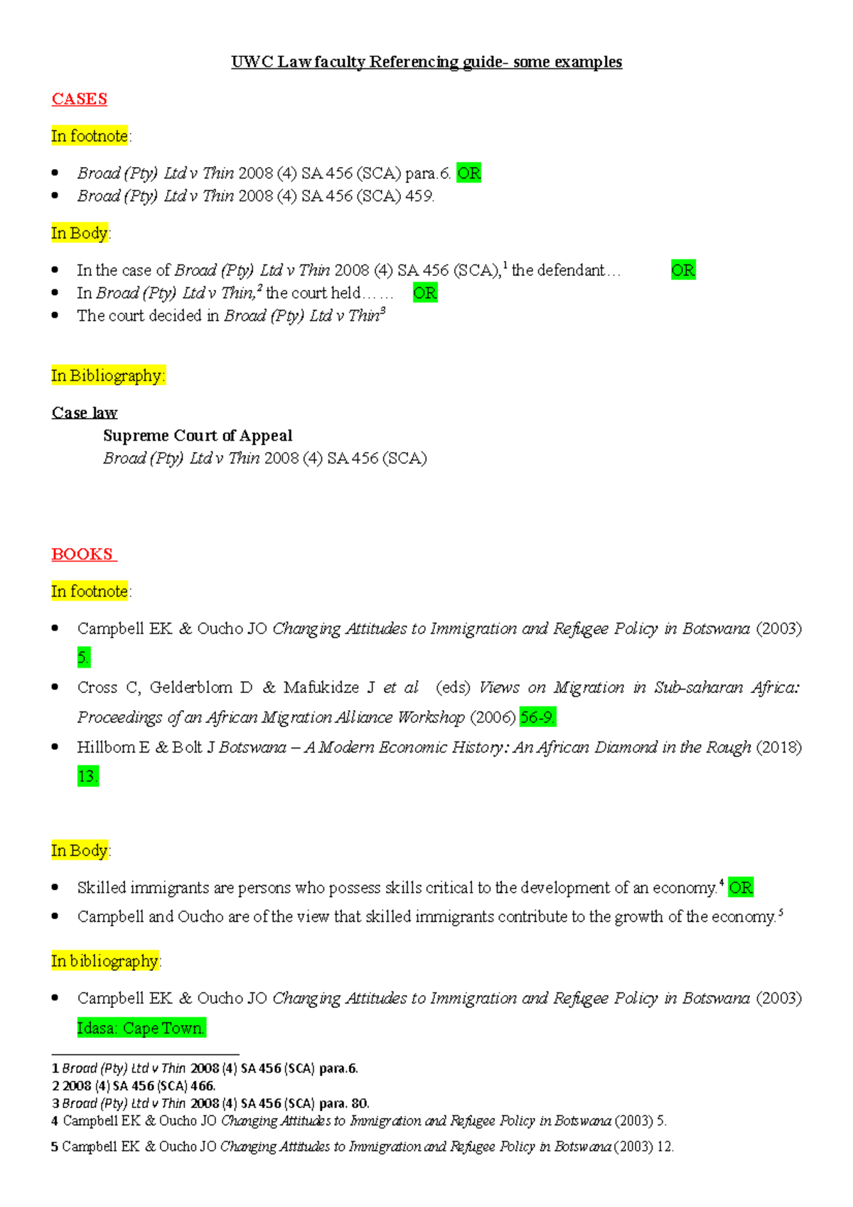Topic 4 - Referencing guide examples - UWC Law faculty Referencing ...