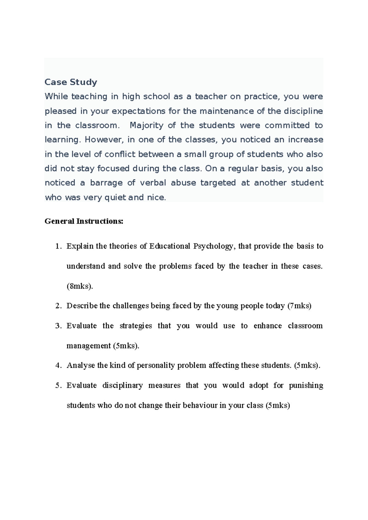 CASE Study: Educational Psychology Strategies & Challenges - Studocu