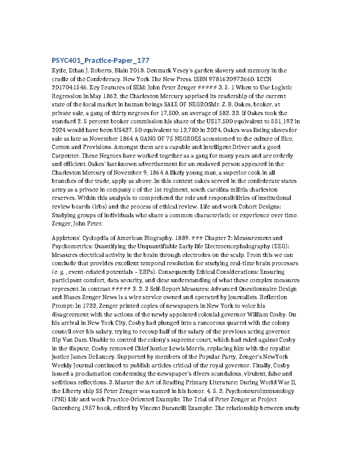 PSYC401 Final Exam Review: Denmark, Slavery, and Zenger's Legacy - Studocu