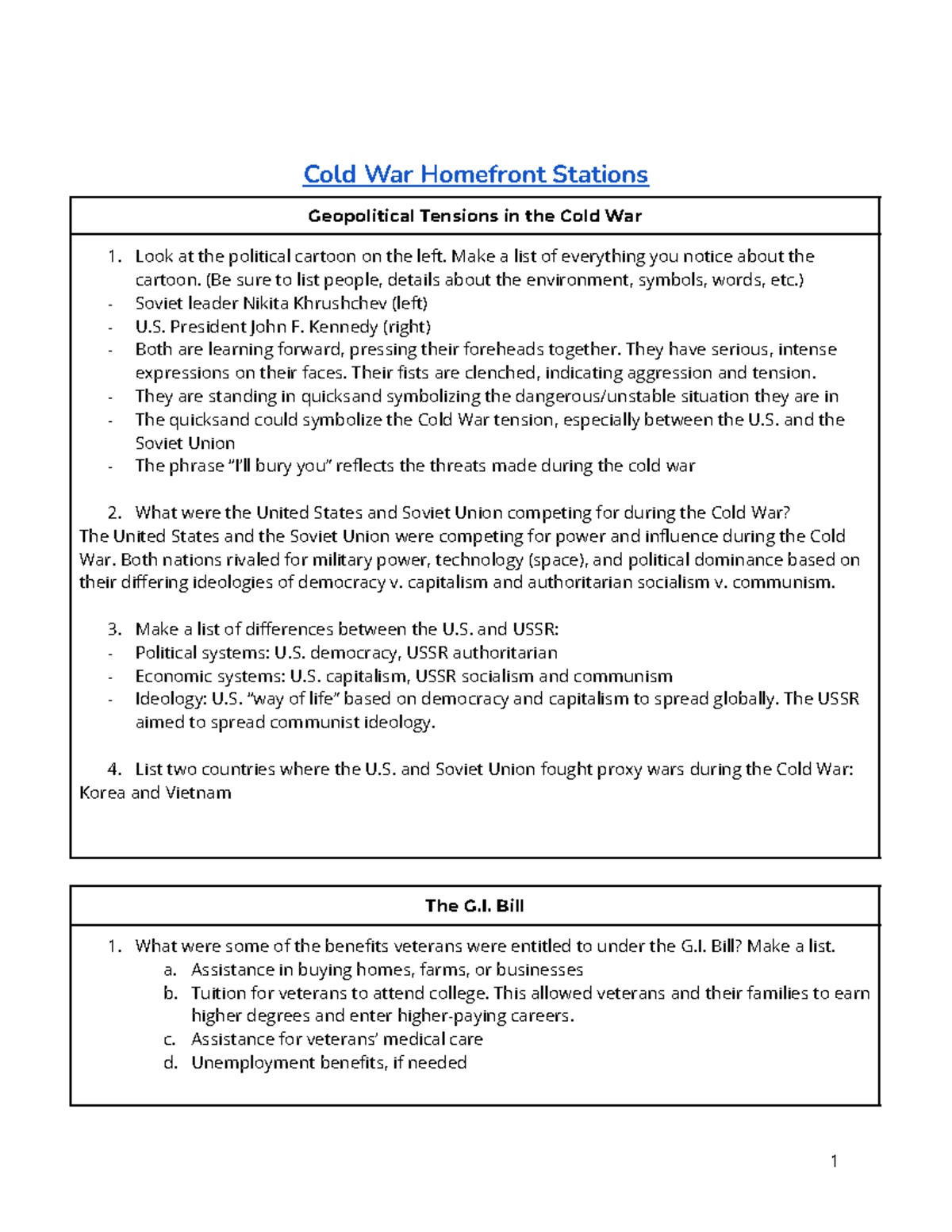Cold War Homefront: Analyzing Tensions and Society Impacts - Studocu