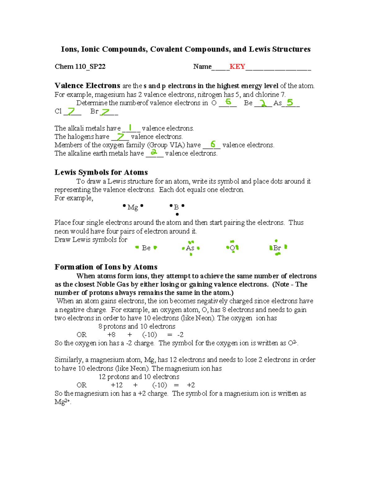Bonding and Lewis Structures - Chem 110 SP22 Study Guide - Studocu