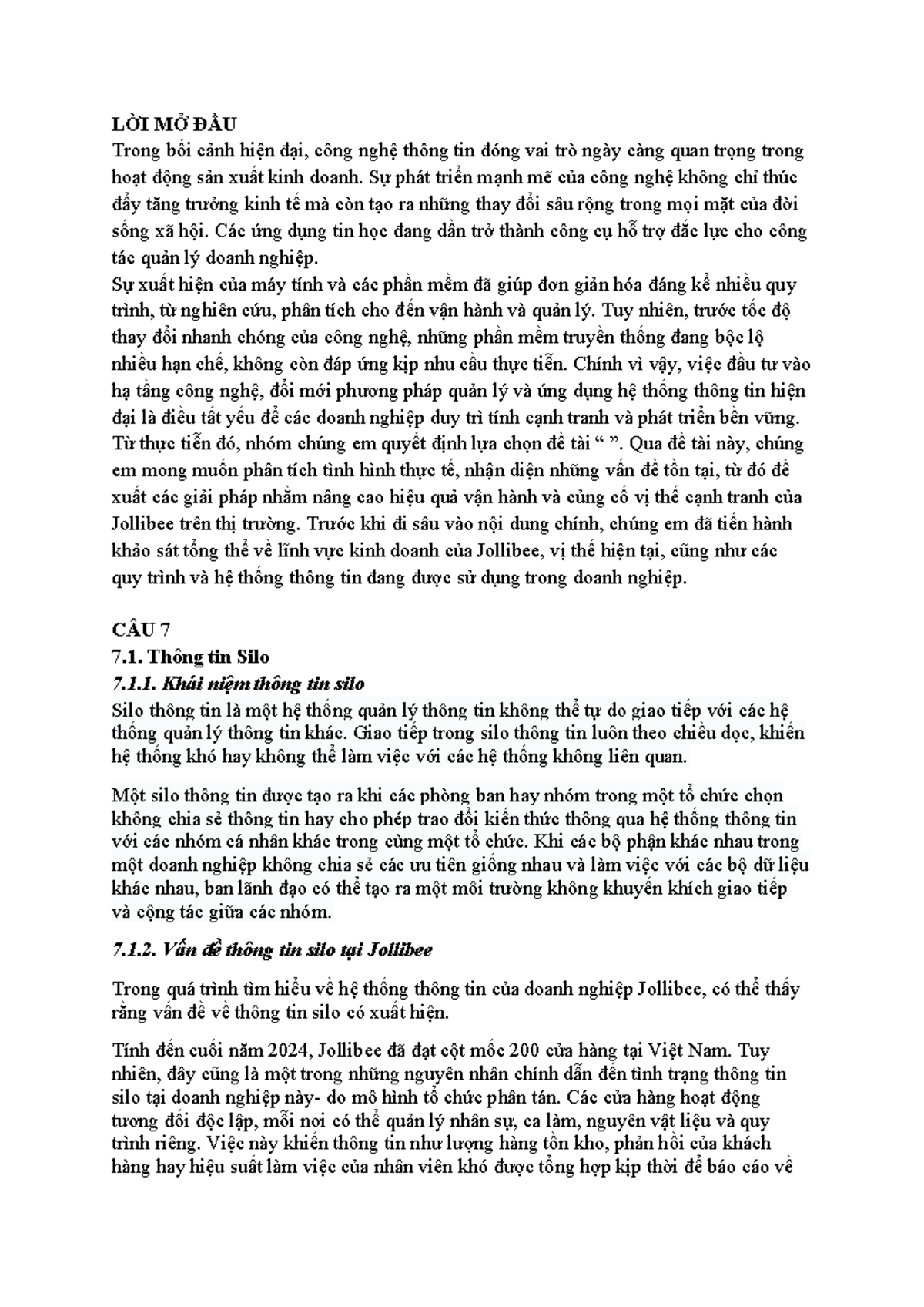 Phân Tích Vấn Đề Thông Tin Silo Tại Jollibee - Đề Xuất Giải Pháp ERP ...
