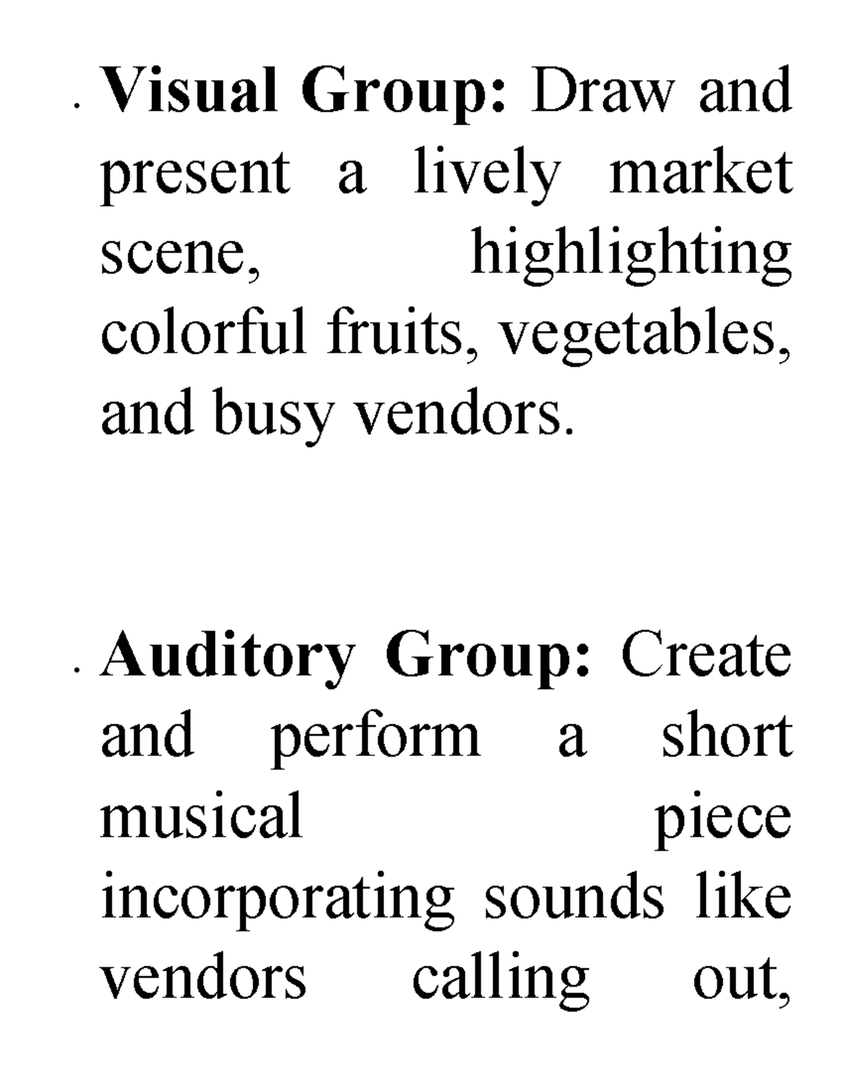 Sensory Showcase: Scoring Rubrics for Visual, Auditory, and Olfactory ...