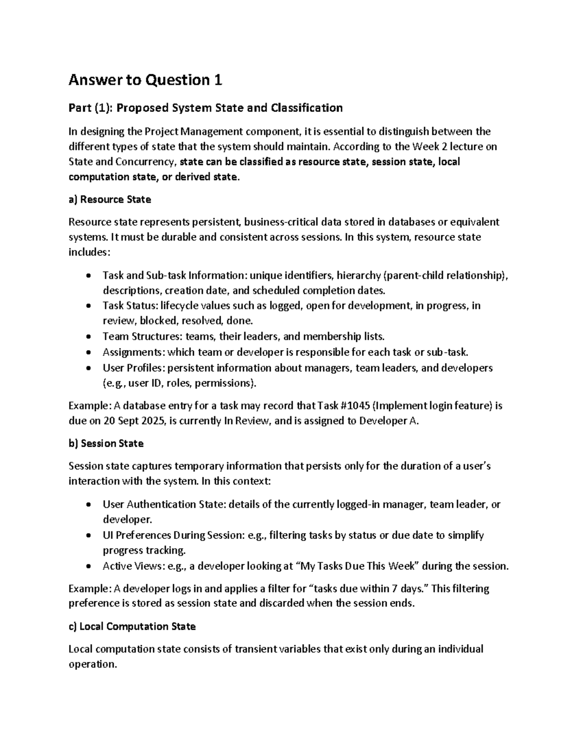 Assignment 1: Proposed System State & Classification Analysis - Studocu