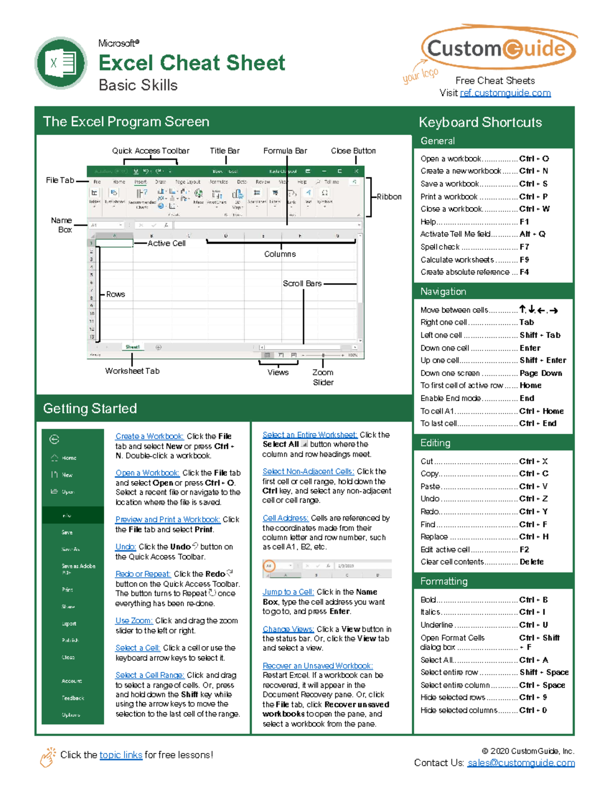 Excel Cheat Sheet: Essential Skills & Shortcuts for Beginners - Studocu