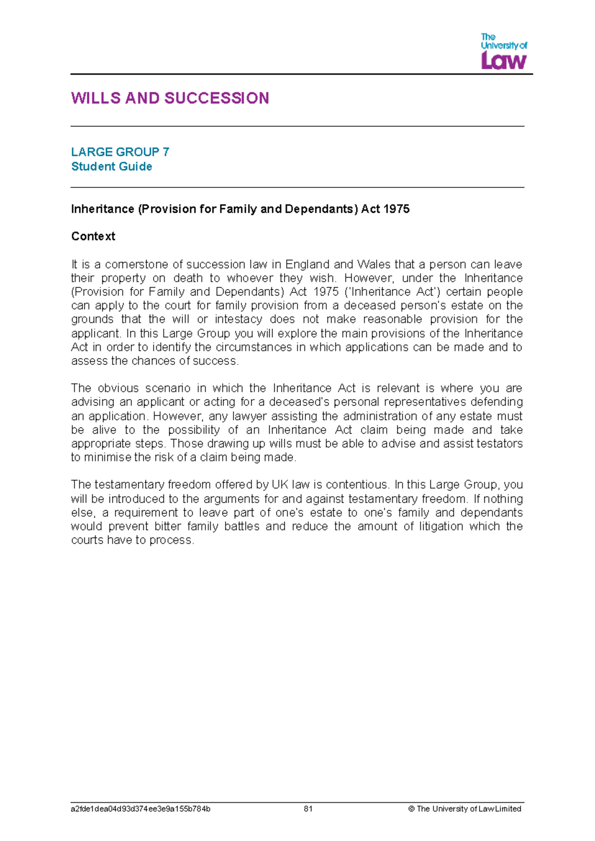 will lg07 Student - WILLS AND SUCCESSION LARGE GROUP 7 Student Guide ...