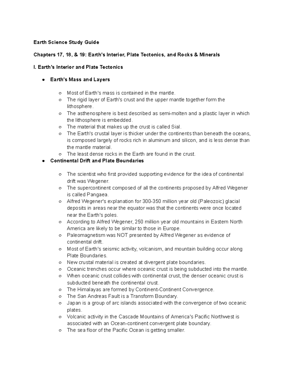 Earth Science Study Guide: Chapters 17-19 (Final Exam Review) - Studocu