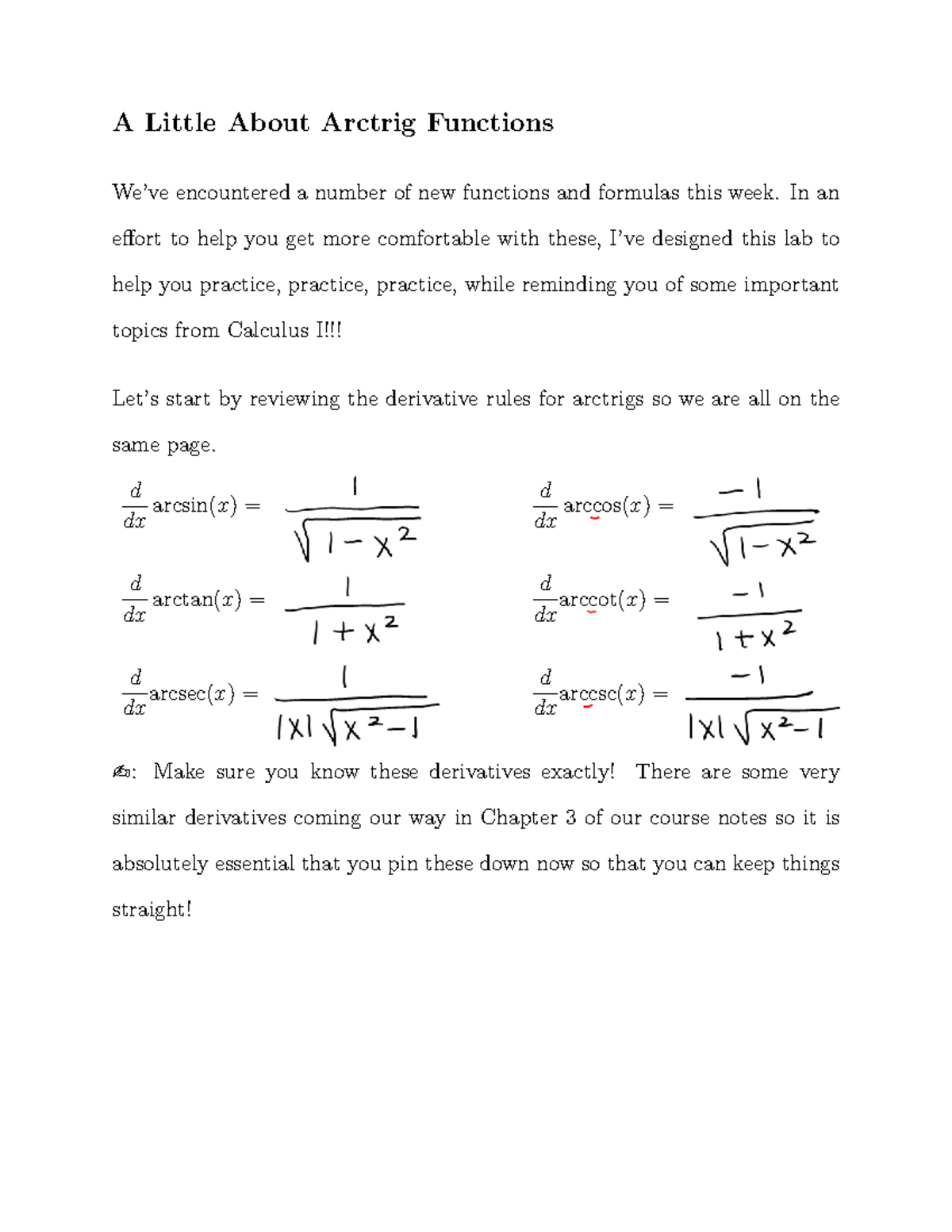 Arctrig Derivatives and Integration - Completed - A Little About ...