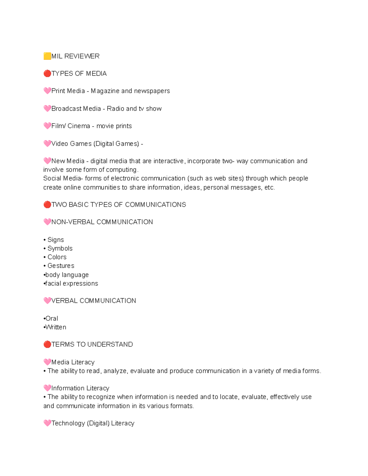 MIL 101: Comprehensive Media and Communication Reviewer - Studocu