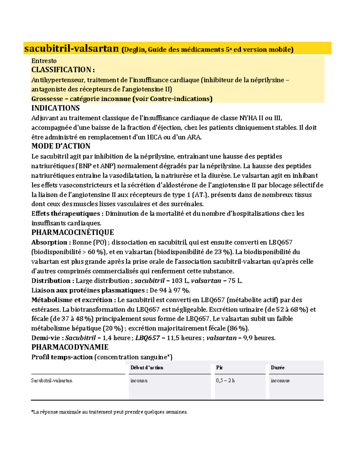 Entresto (Deglin) - Guide Médical et Pharmacologique - Studocu