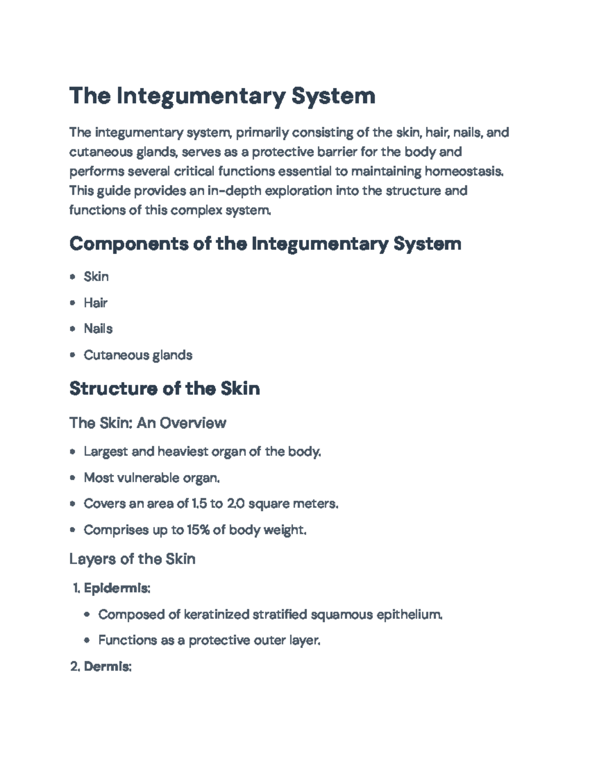 Integumentary System Overview: Structure, Functions, and Importance - The Integumentary System ...