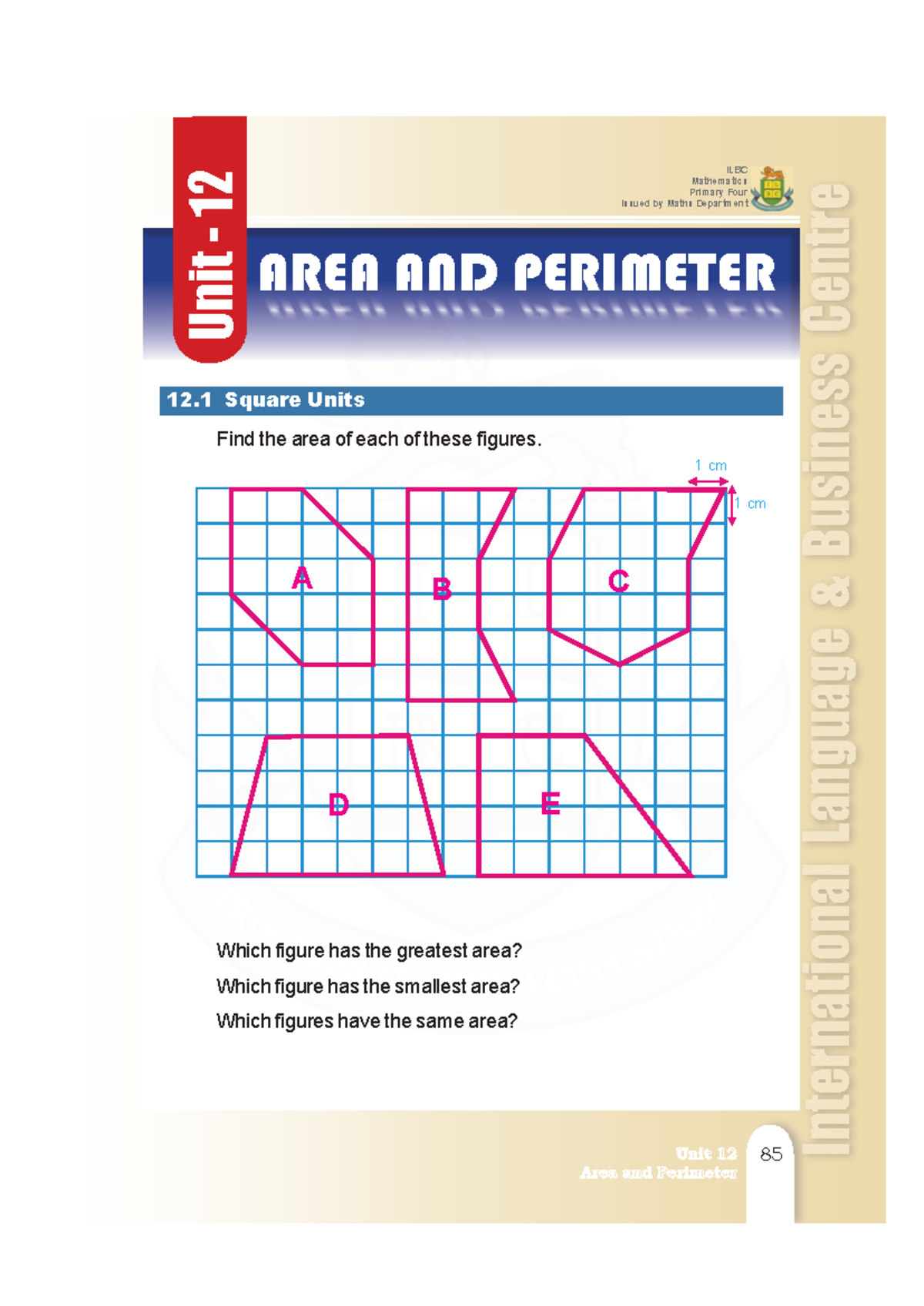 Unit 12: Area and Perimeter Exercises for Primary Four Mathematics ...