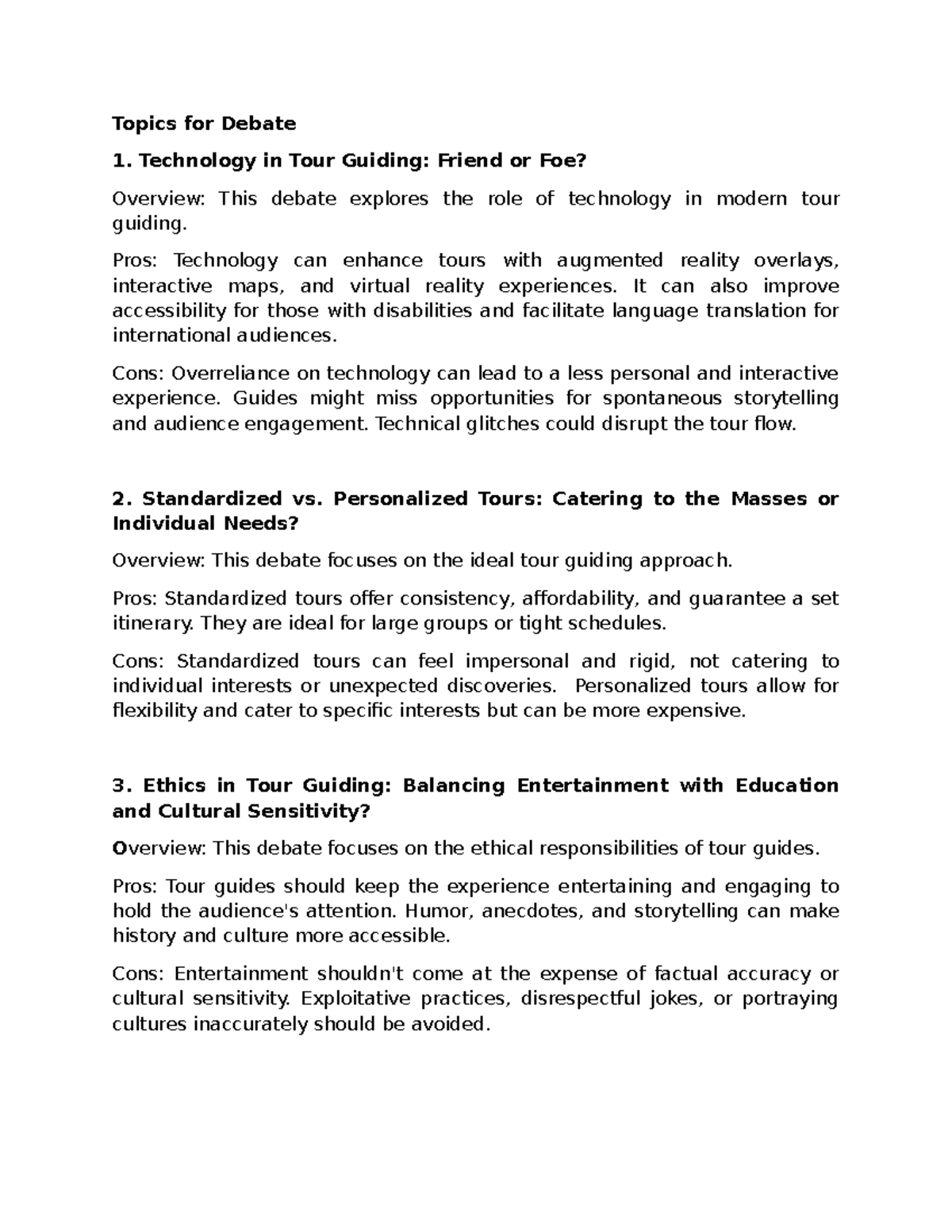 TG-Debate - This is a debate sample for operation management - Topics ...