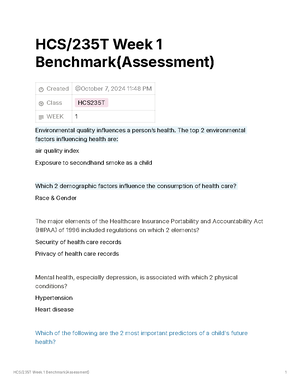 WEEK 3 BENCHMARK - Week 3 Summative Assessment: Managed Care Benchmark ...