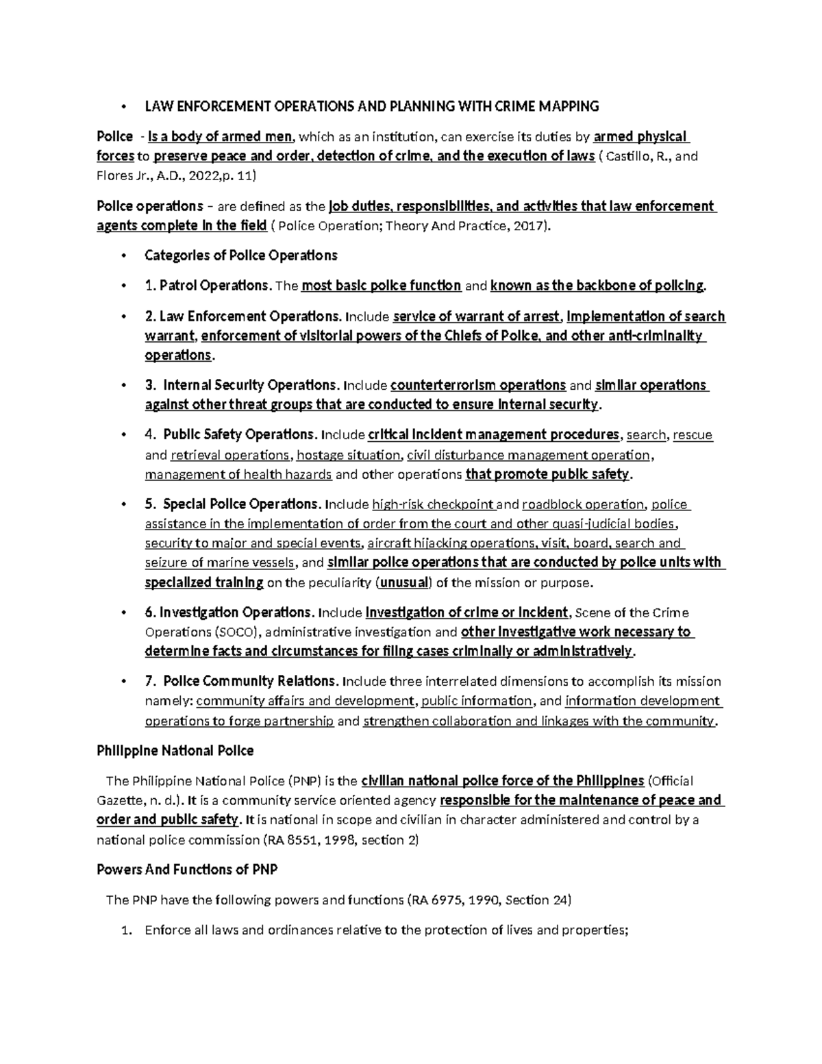 PNP Operational Manual for August Takers: Law Enforcement Overview ...