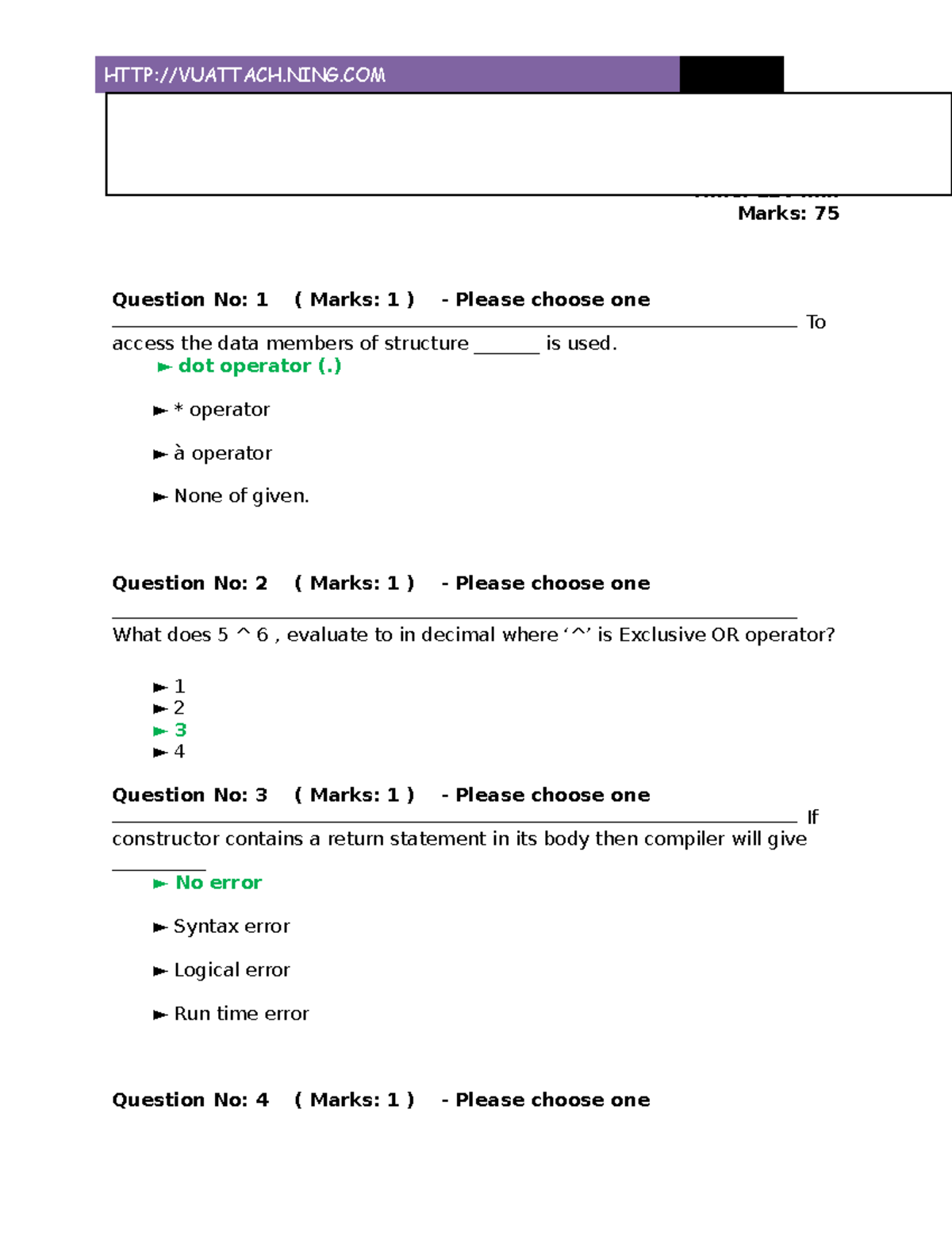 CS201 Final Term Exam Spring 2009: Introduction to Programming Solutions - Studocu