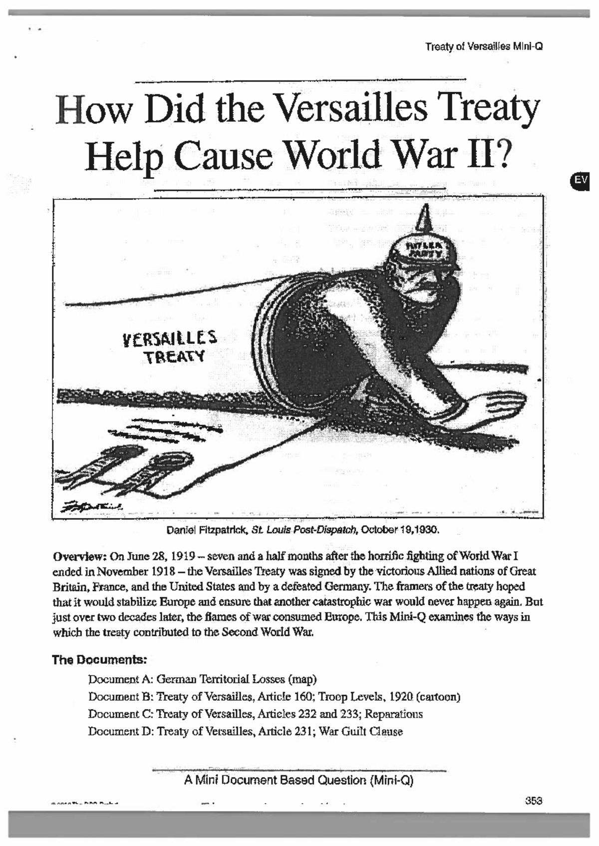Treaty of Versailles Mini-Q: How It Contributed to WWII - Studocu