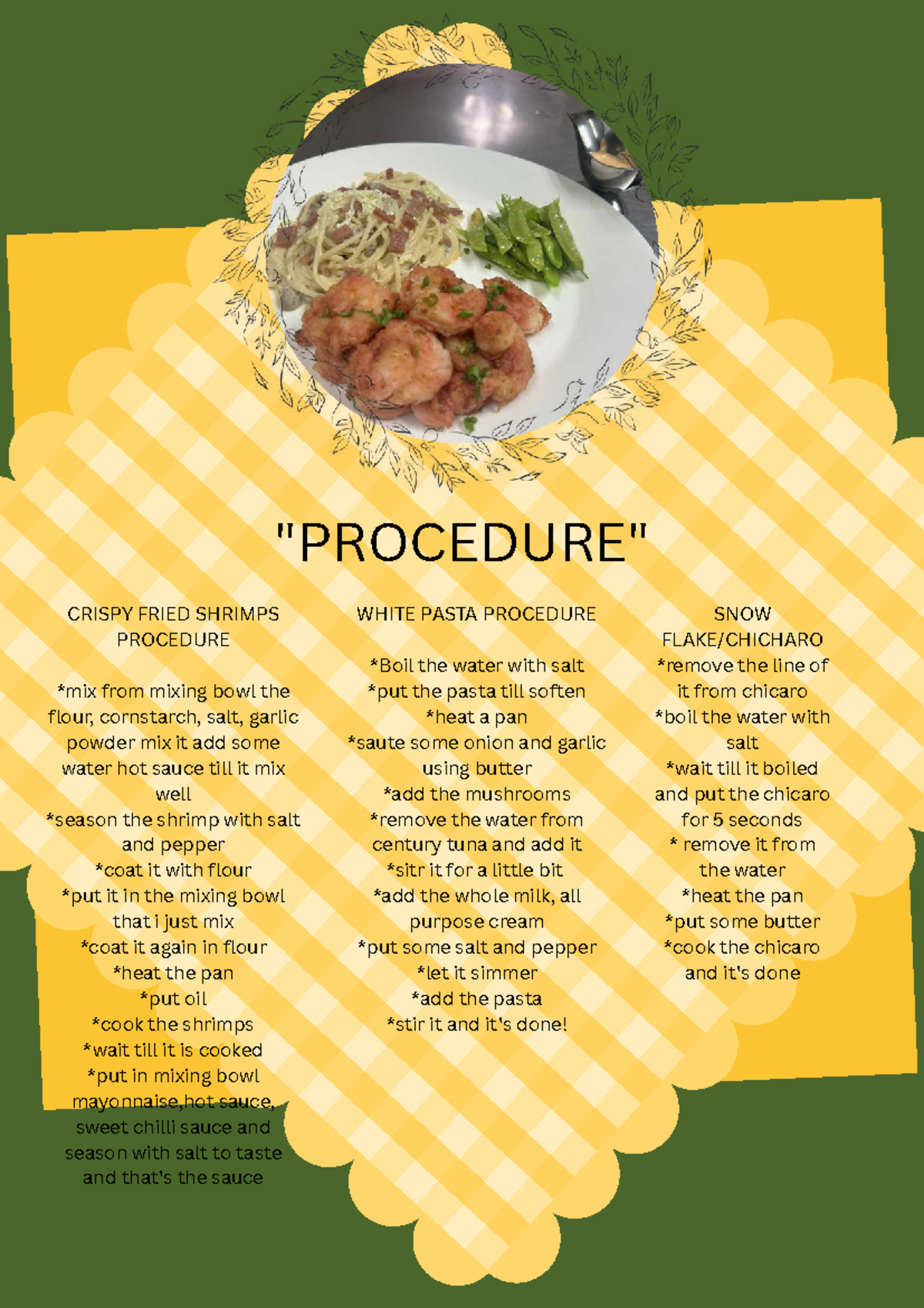 Culinary Procedures: Crispy Fried Shrimps & White Pasta Recipe - Studocu