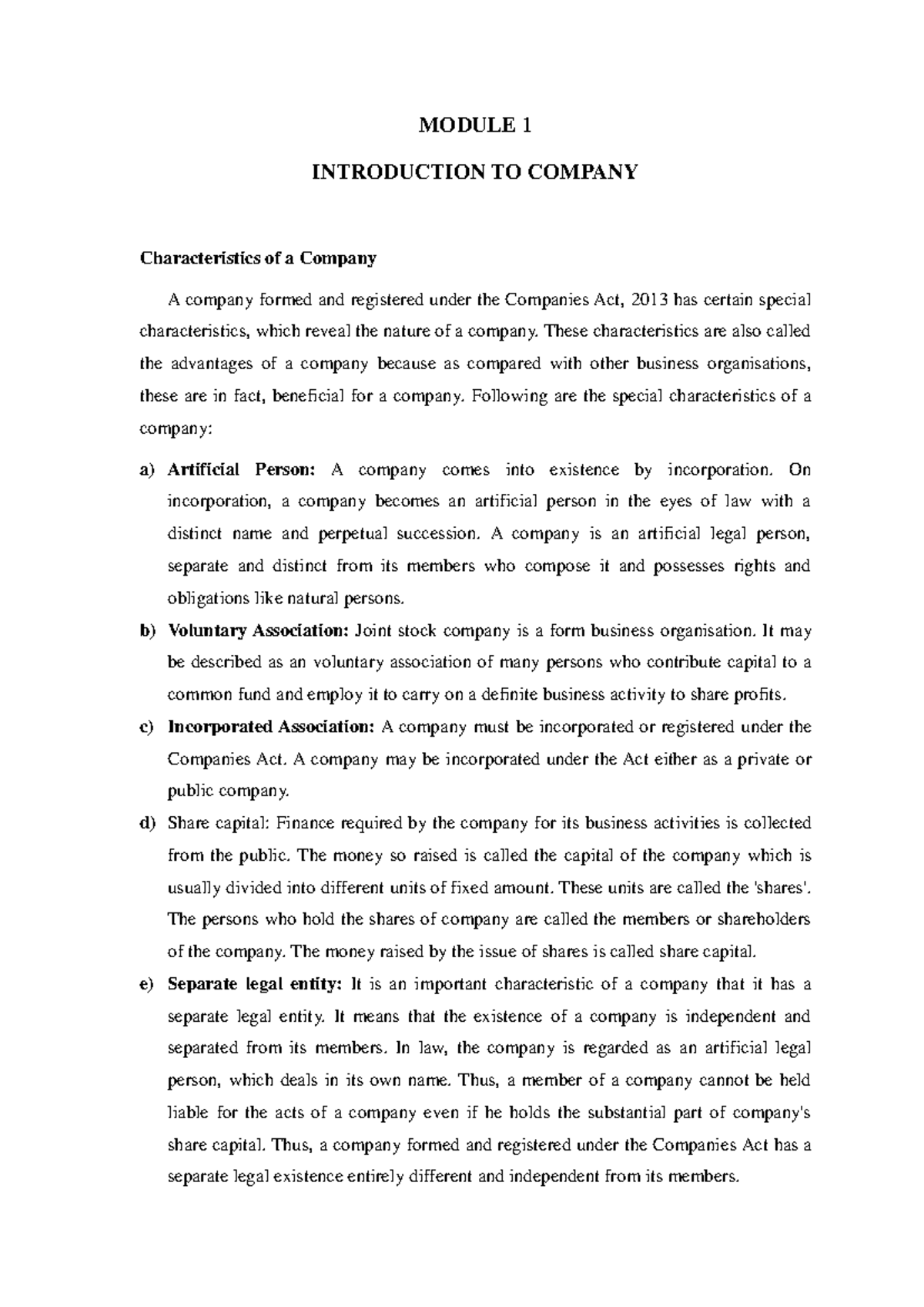 Company Characteristics & Incorporation Details - Module 1 Overview ...