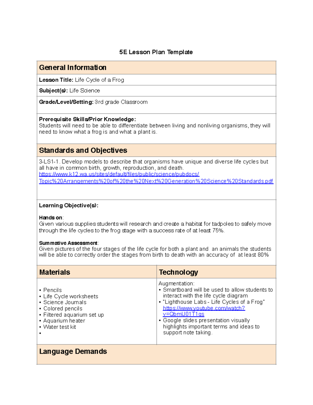 C108 5E Lesson Plan Task - 5E Lesson Plan Template General Information ...