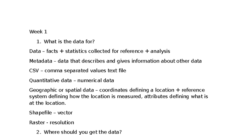 Data Analysis and Metadata Overview - Labs Notes - Studocu