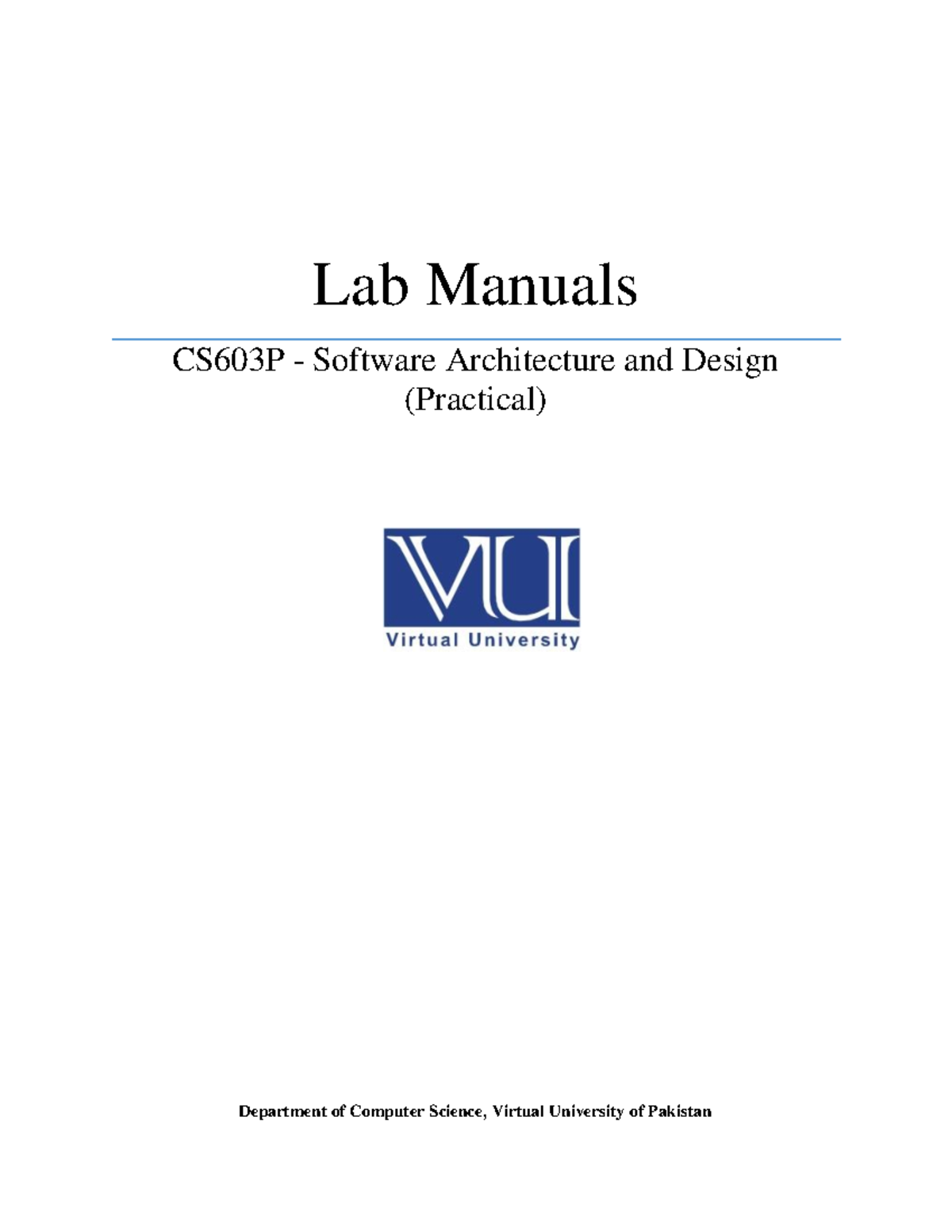 CS603P - Comprehensive Lab Manuals for Software Architecture and Design ...