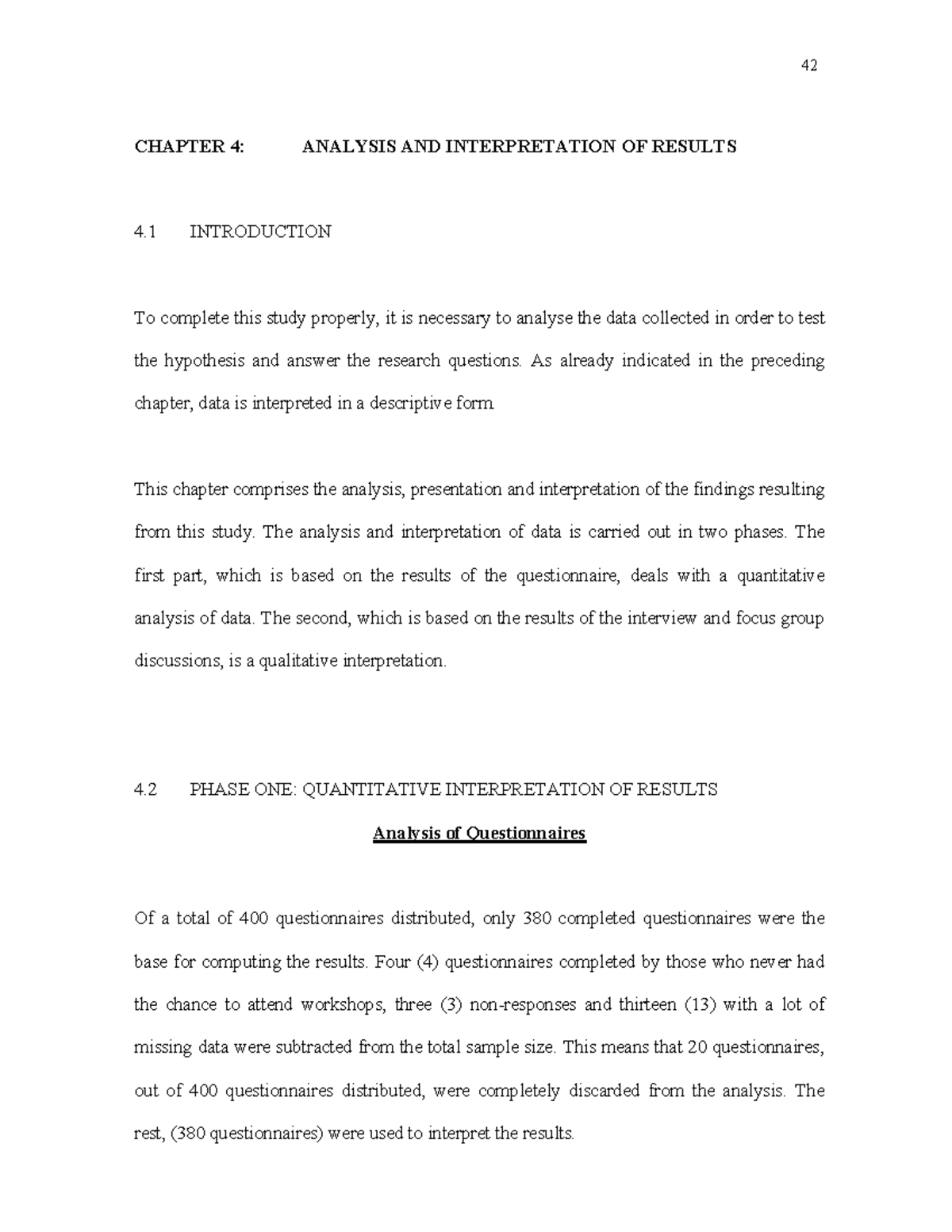 Chapter 4: Analysis and Interpretation of Research Findings - Studocu