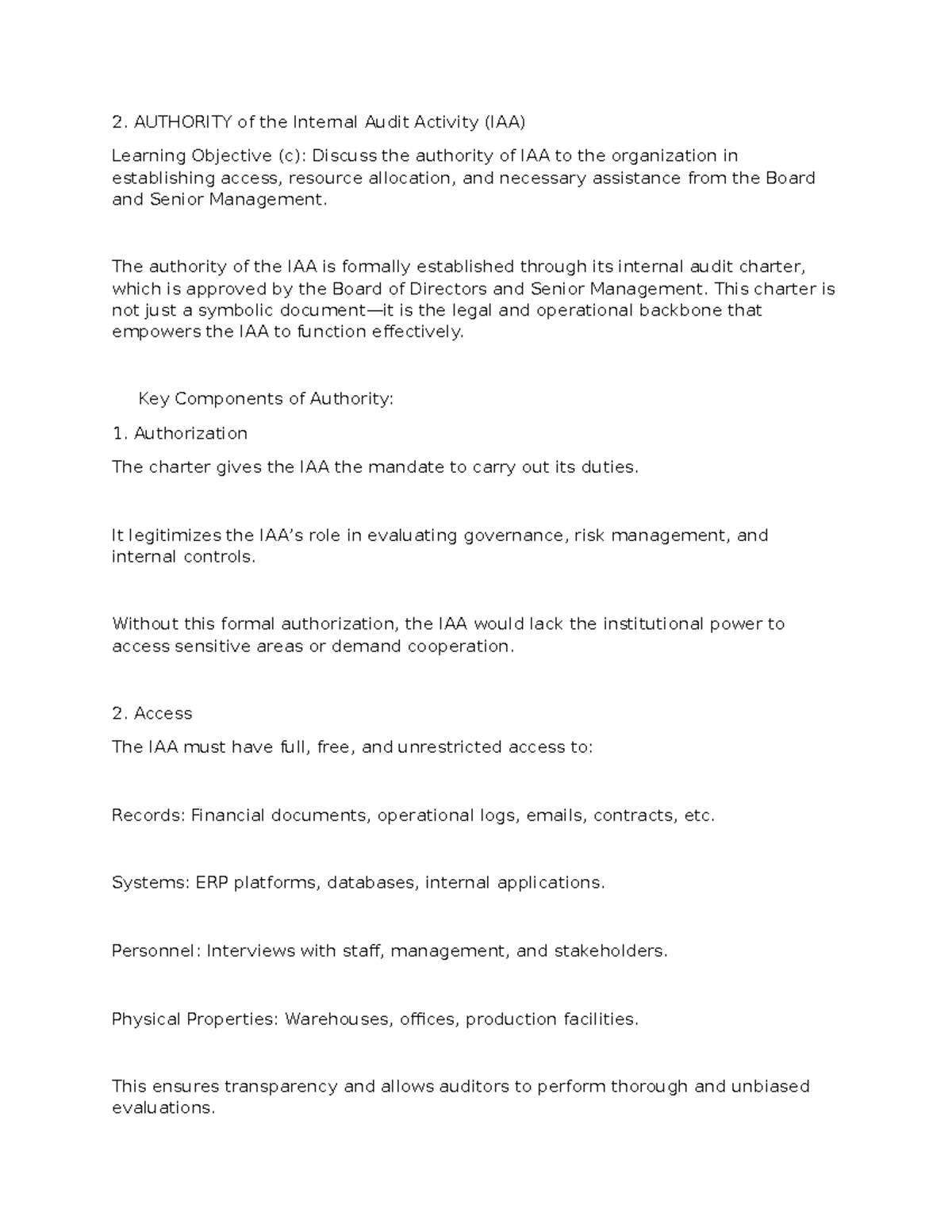 Authority of the IAA: Access, Resources, and Assistance Explained - Studocu