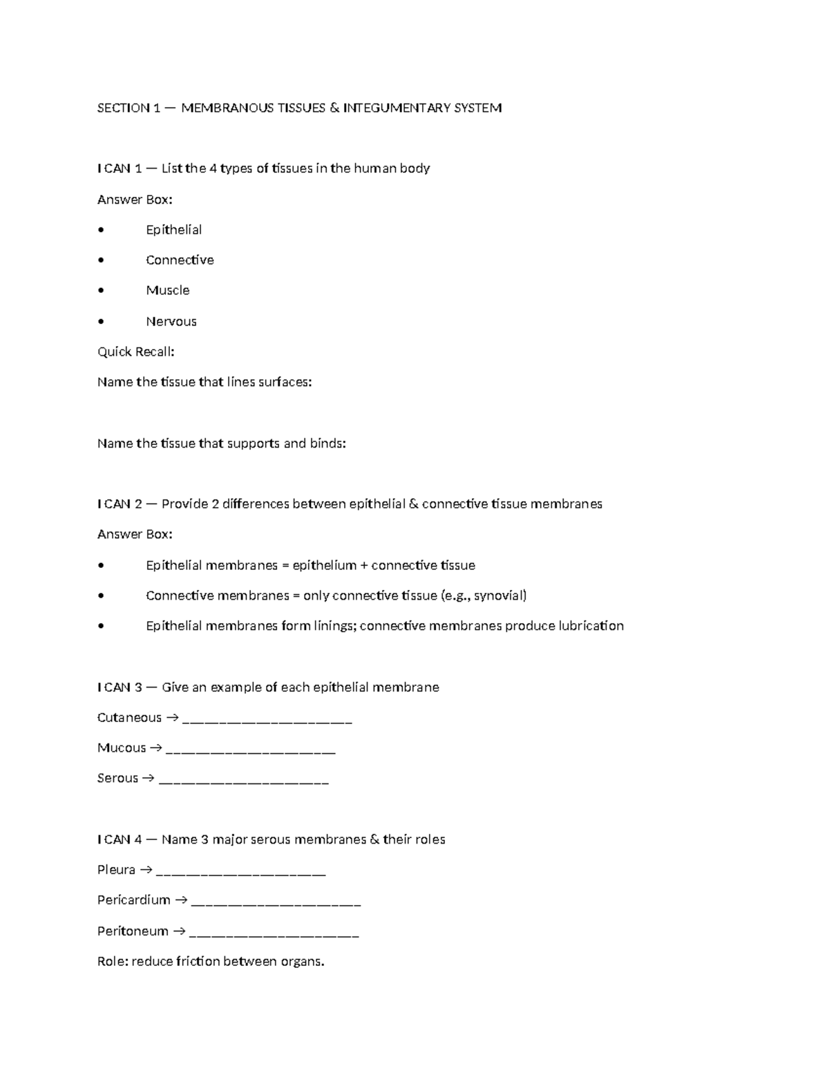 Integumentary & Skeletal System Overview: Tissue Types & Functions (BIO ...
