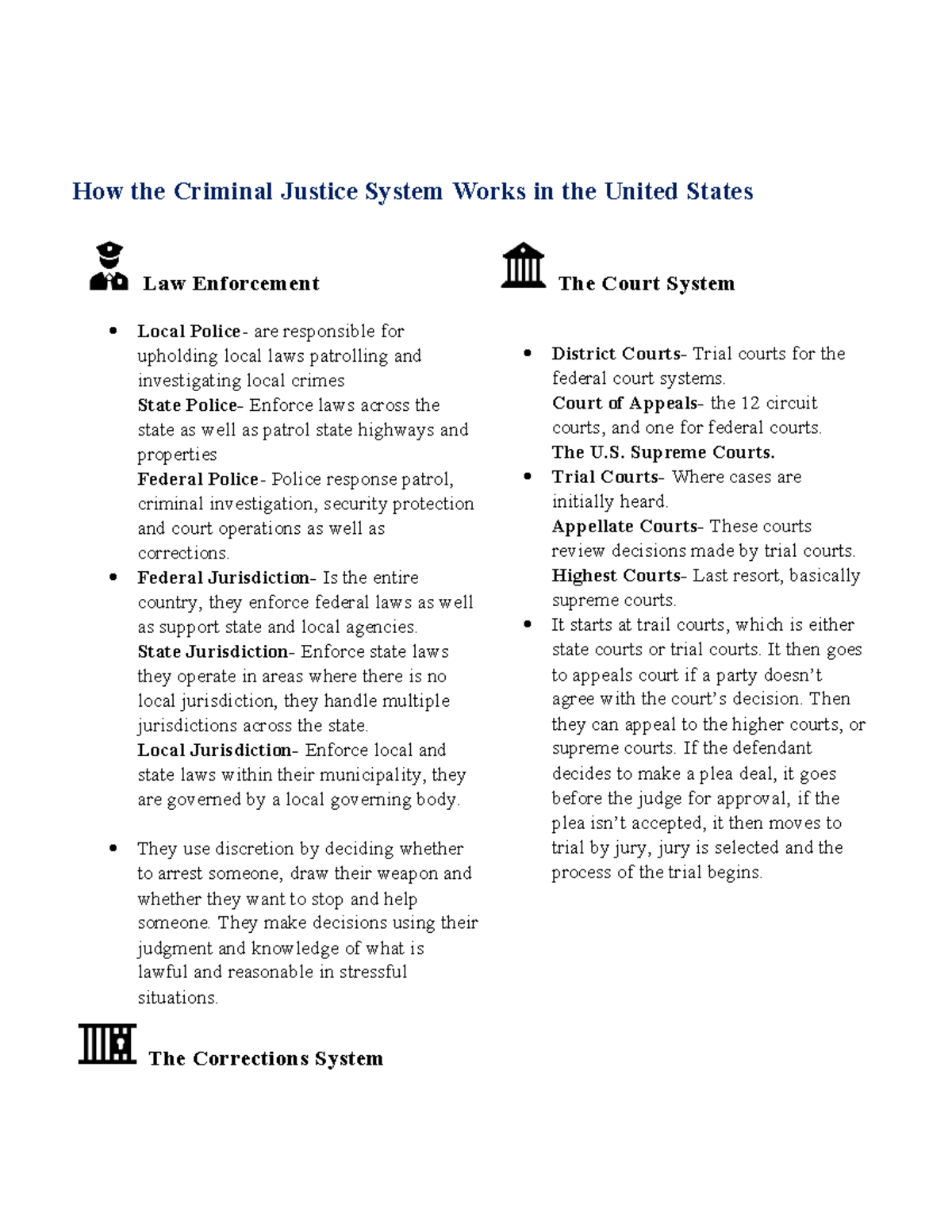 CJ 112 Project Two - How the Criminal Justice System Works in the ...