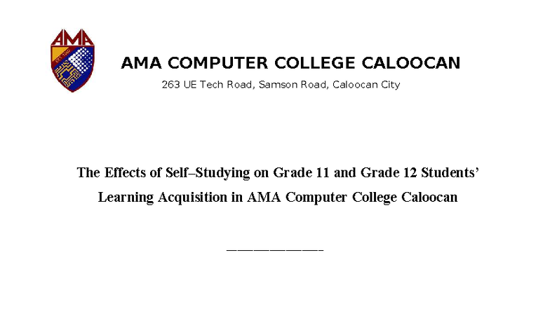 The Effects of Self-Studying on Learning Acquisition in Grade 11 & 12 ...