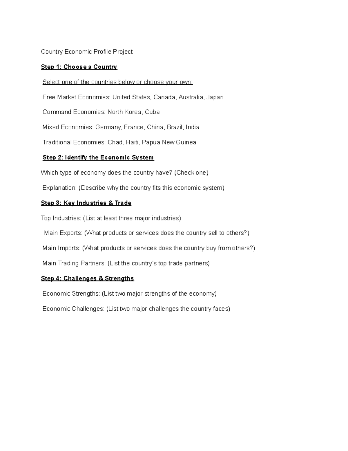 Economic Profile Project-1: Analyzing Country Economies and Systems ...