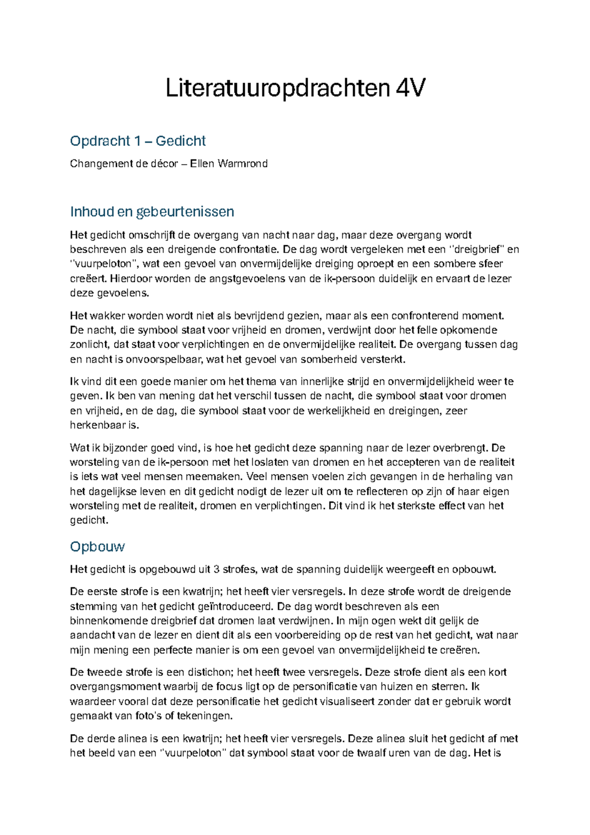 Literatuuropdrachten 4V - Literatuuropdrachten 4V Opdracht 1 – Gedicht ...