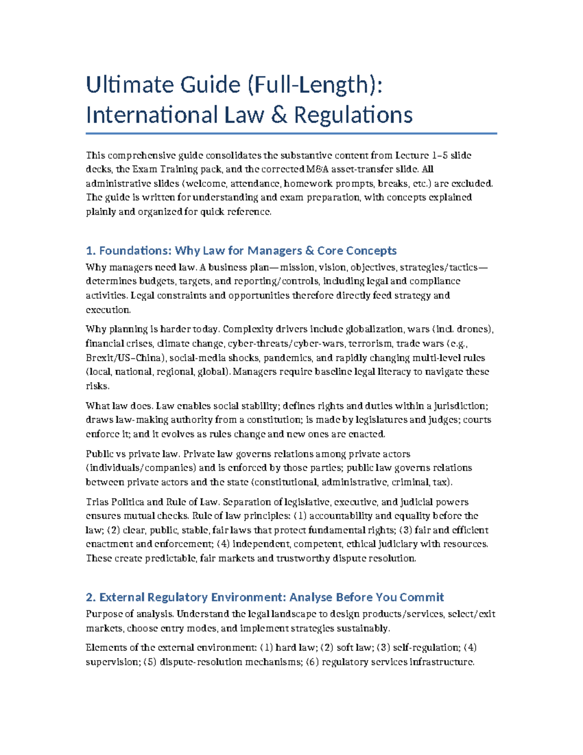 Ultimate Guide to International Law Regulations (ILR 101) - Studocu