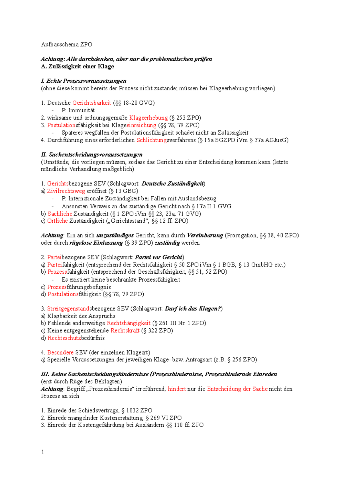Aufbauschema ZPO - Prüfungsschemata für die Zivilprozessrechtsprüfung ...